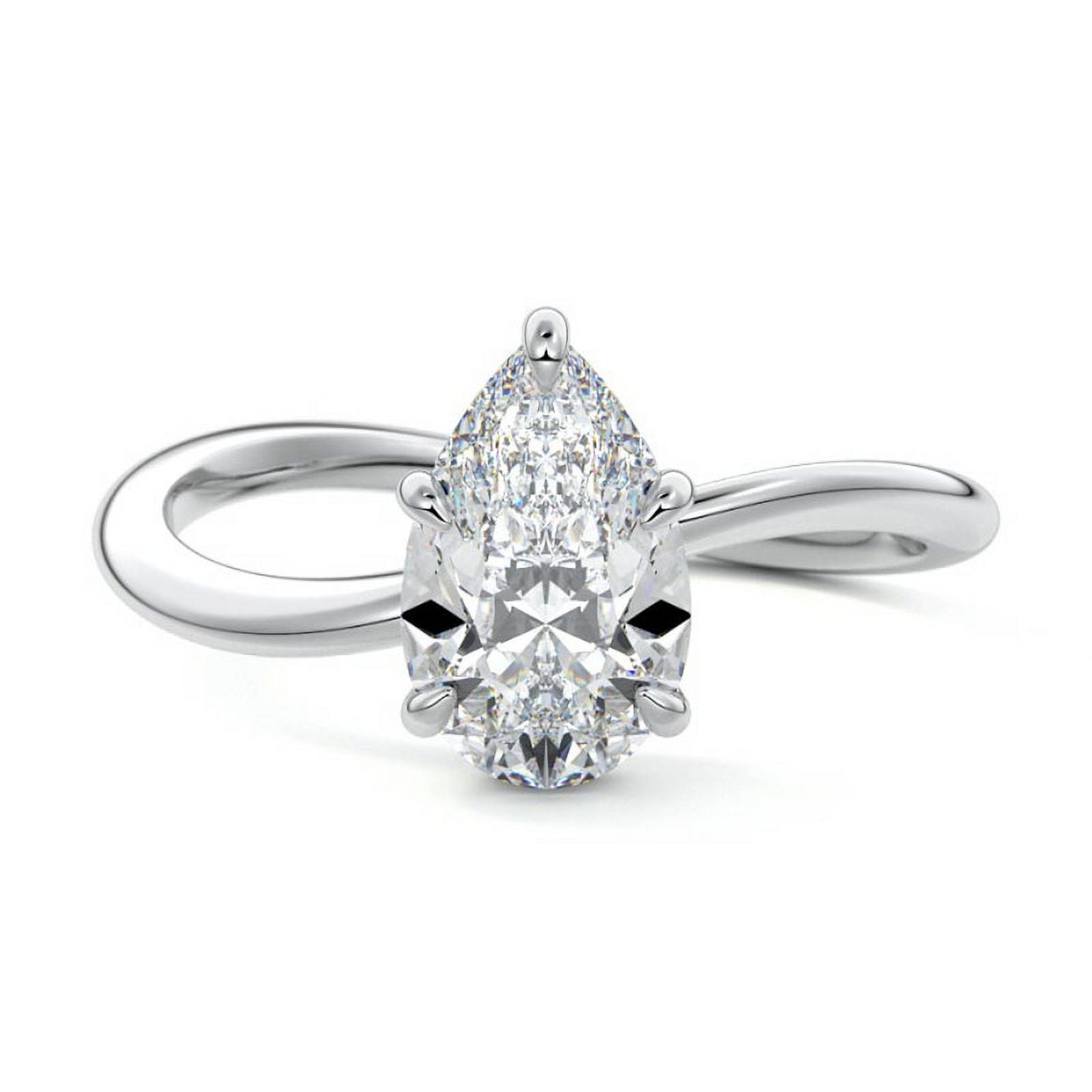 Ember Jewelry 14K White Gold Plated 1.67 Ct Pear Cut Moissanite Engagement Ring - Beautiful ...
