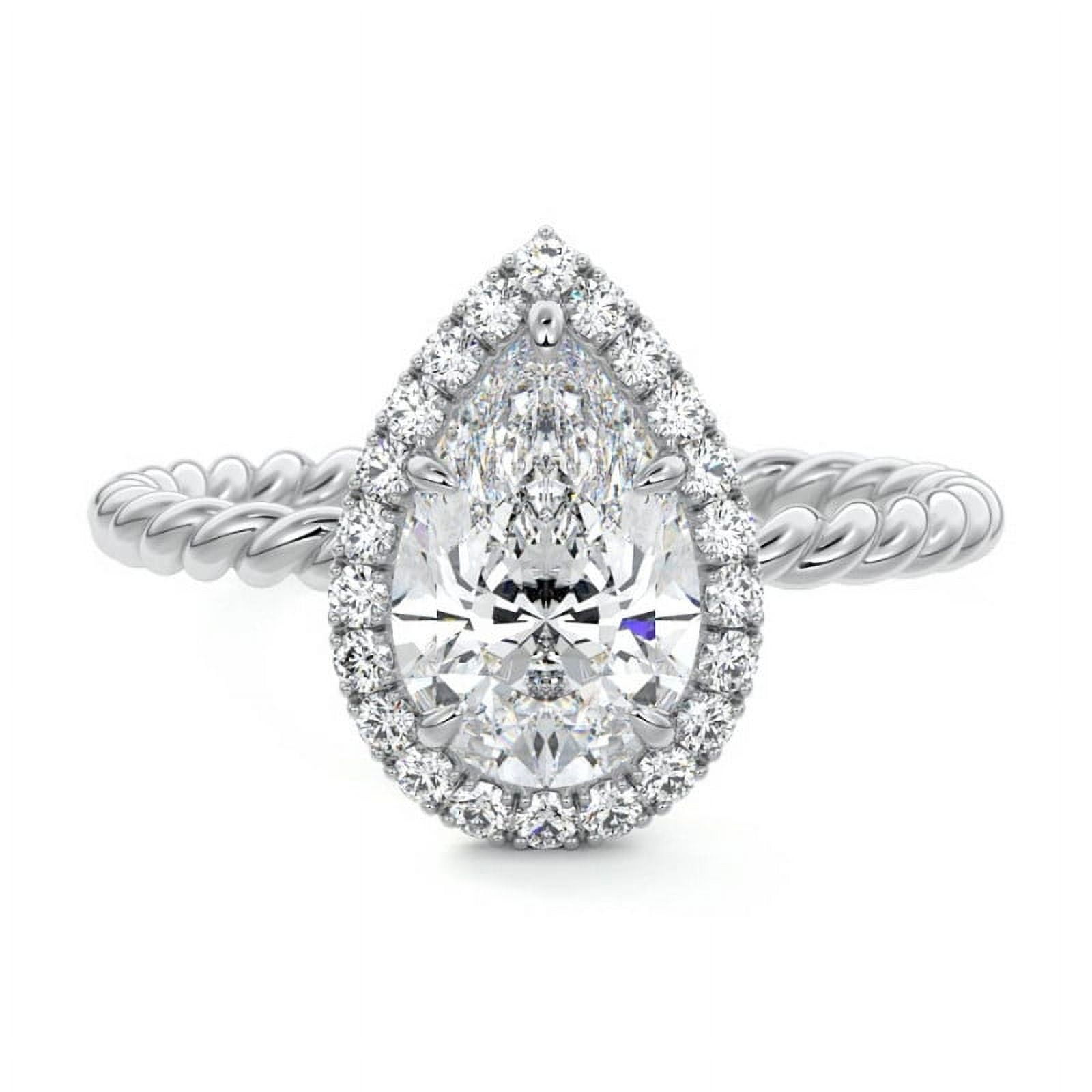 Ember Jewelry 14K White Gold Plated 1.67 Ct Pear Cut Moissanite Promise ...