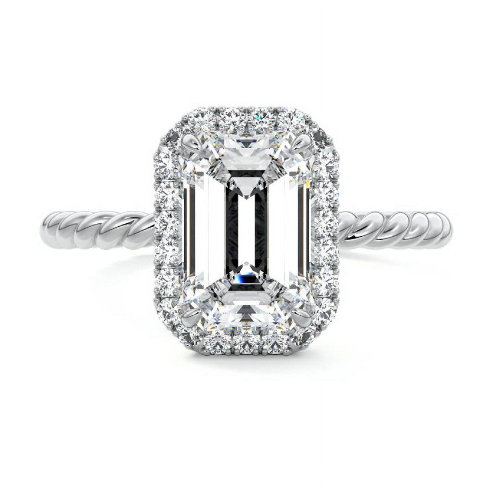 Ember Jewelry 14K White Gold Plated 1.76 Ct Emerald Cut Moissanite ...