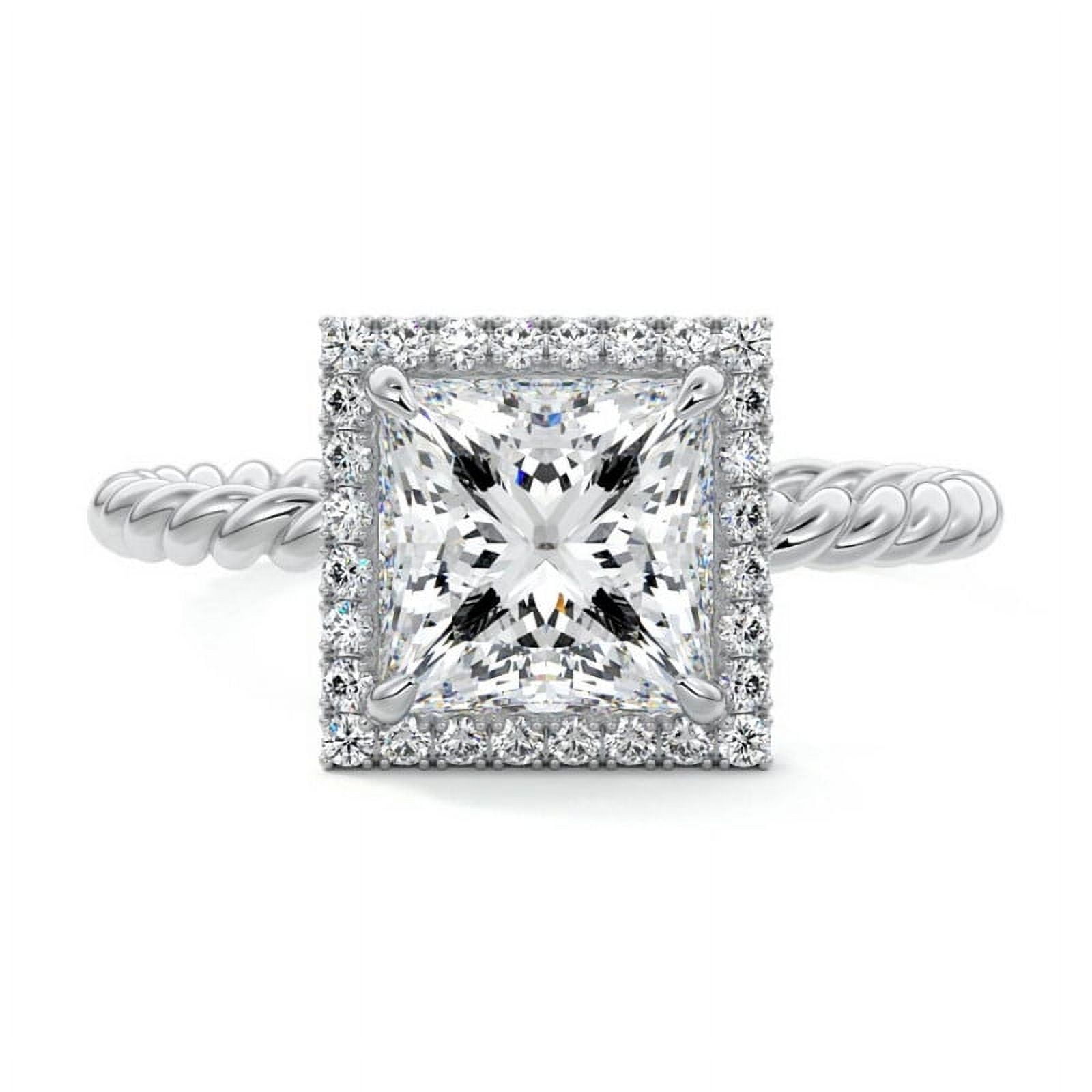 Ember Jewelry 14K White Gold Plated 1.76 Ct Princess Cut Moissanite Engagement Ring - Elegant ...