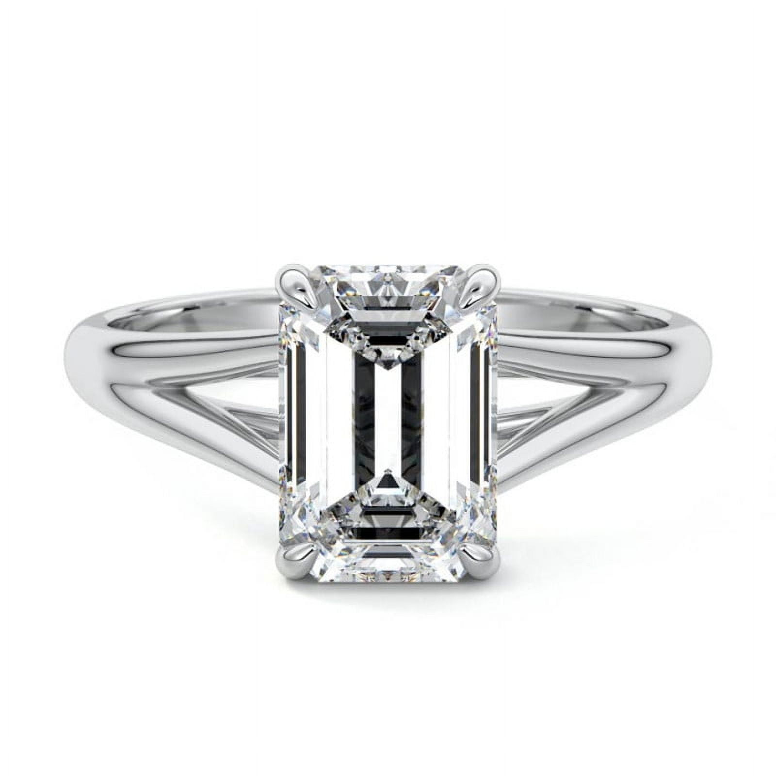 Ember Jewelry 14K White Gold Plated 2.04 Ct Emerald Cut Moissanite ...