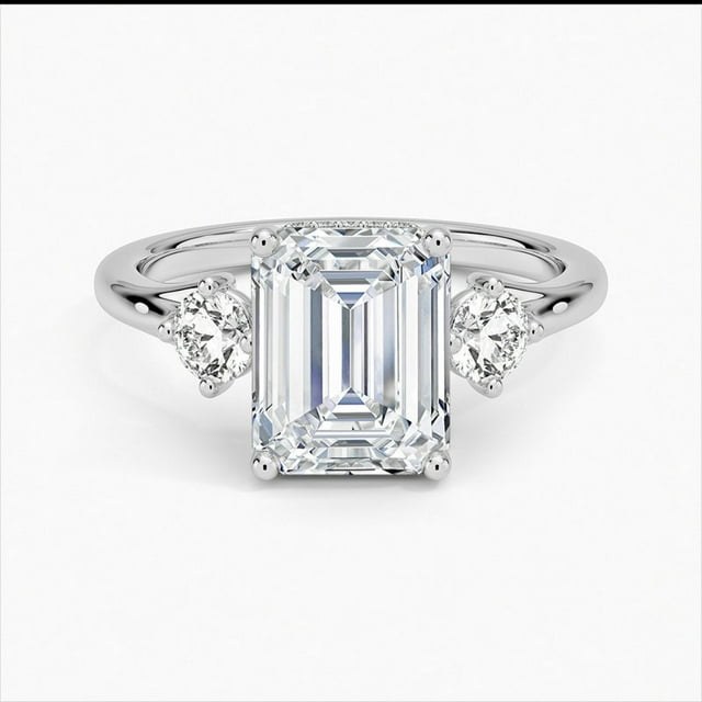 Ember Jewelry 14K White Gold Plated 2.09 Ct Emerald Cut Moissanite Ring ...