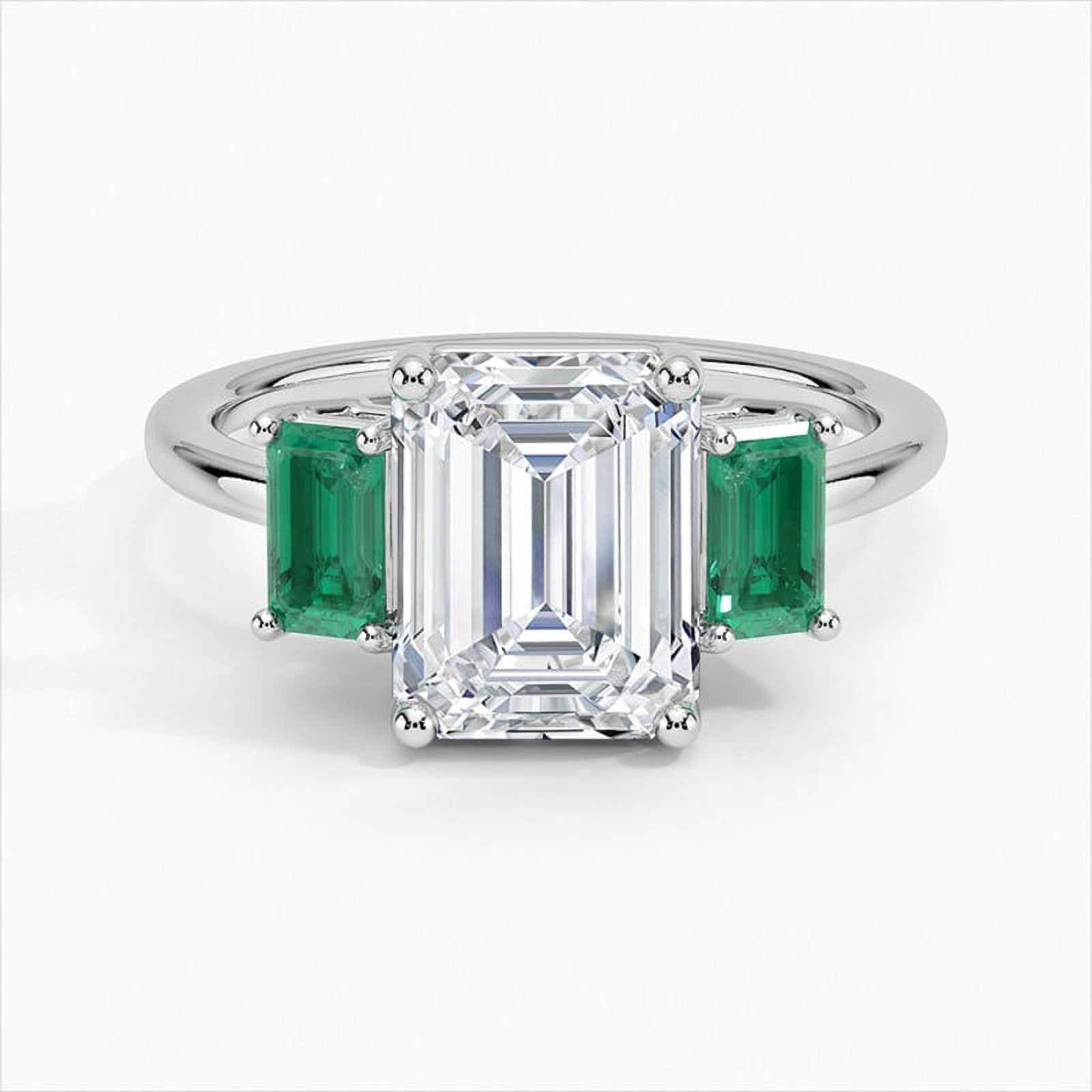 Ember Jewelry 14K White Gold Plated 2.13 Ct Emerald Cut Moissanite ...
