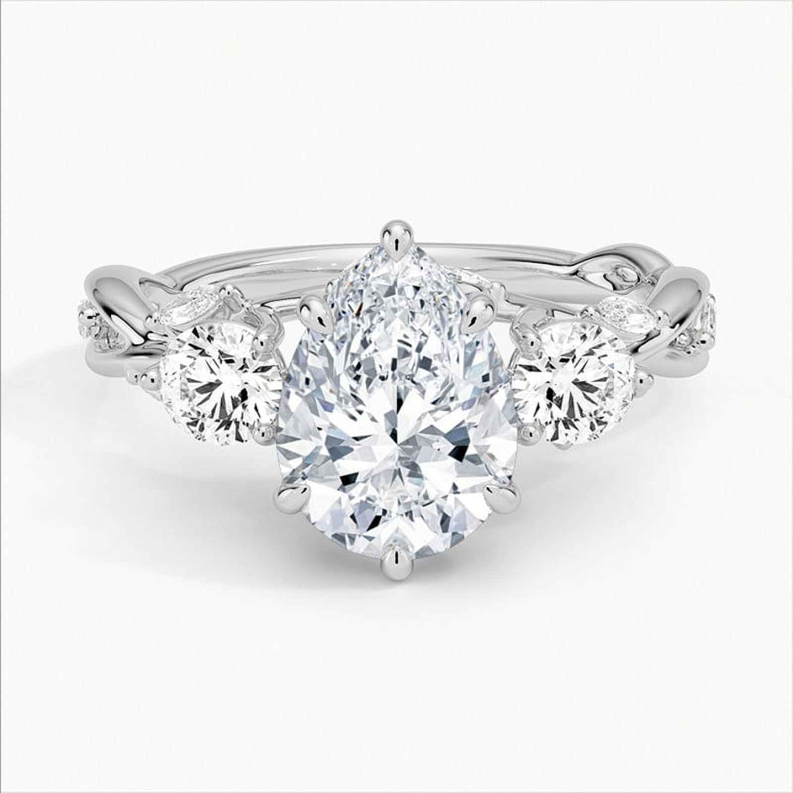 Ember Jewelry 14K White Gold Plated - 2.14 Ct Pear Cut Moissanite Ring ...