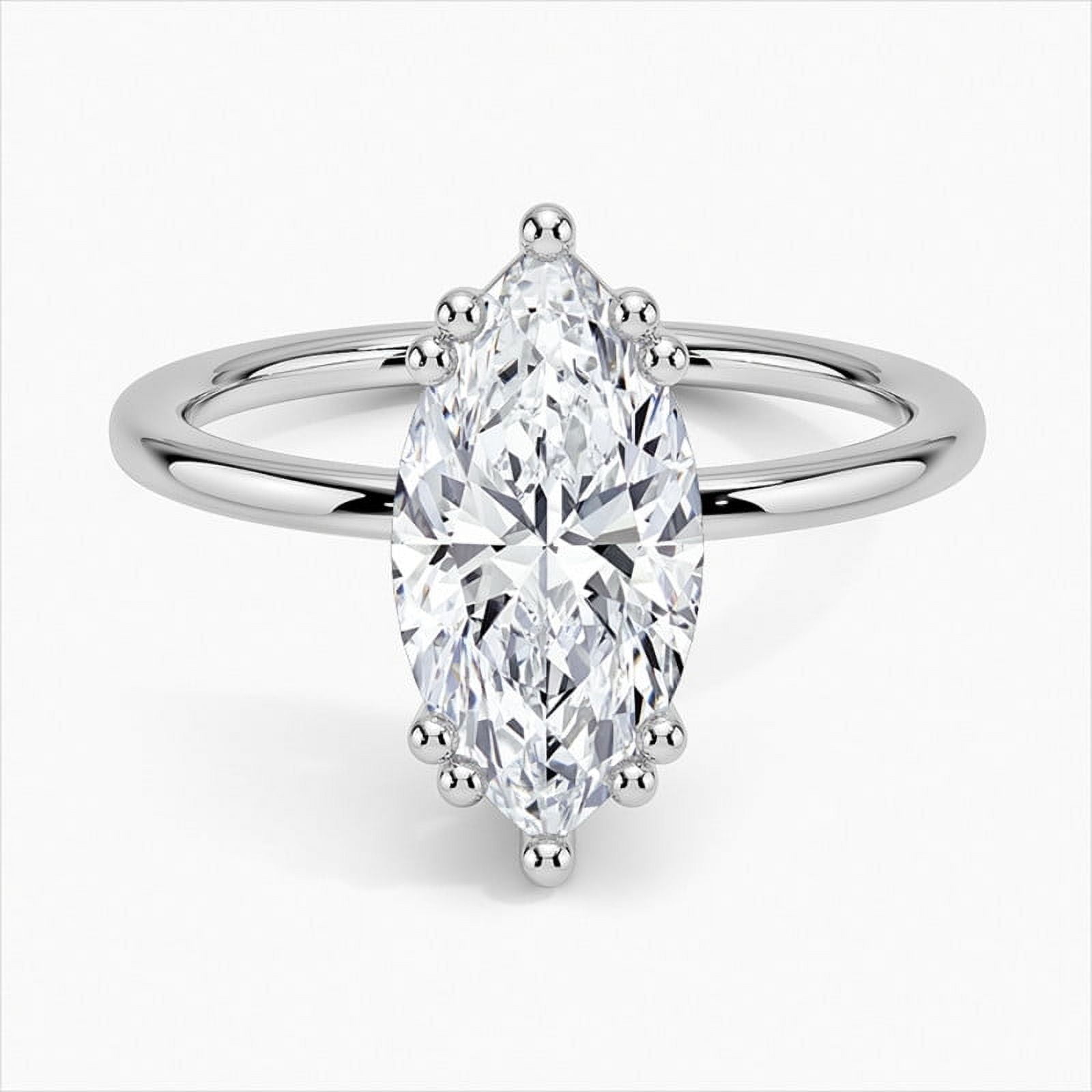 Ember Jewelry 14K White Gold Plated 2.19 Ct Marquise Cut Moissanite ...