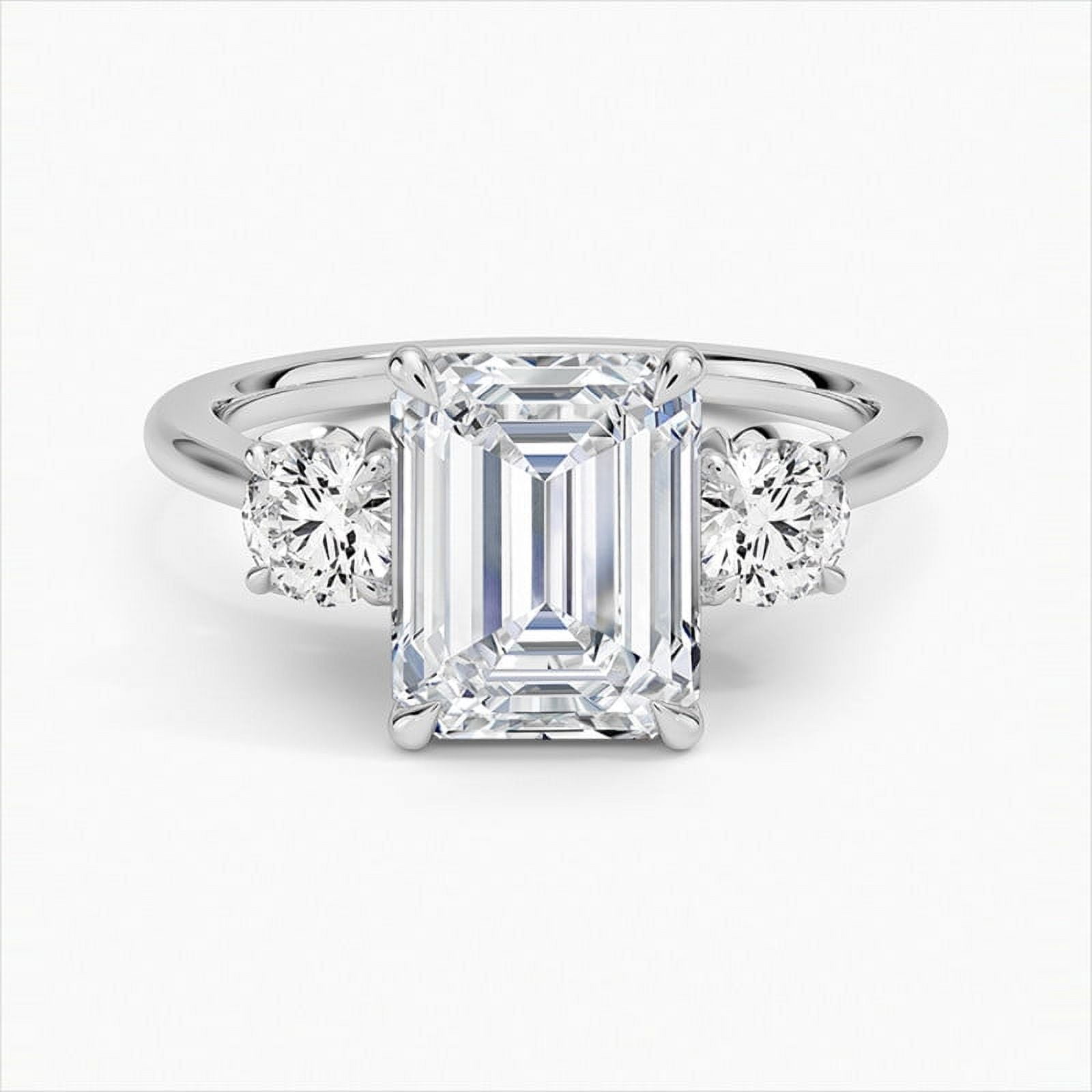Ember Jewelry 14K White Gold Plated 2.27 Ct Emerald Cut Moissanite ...