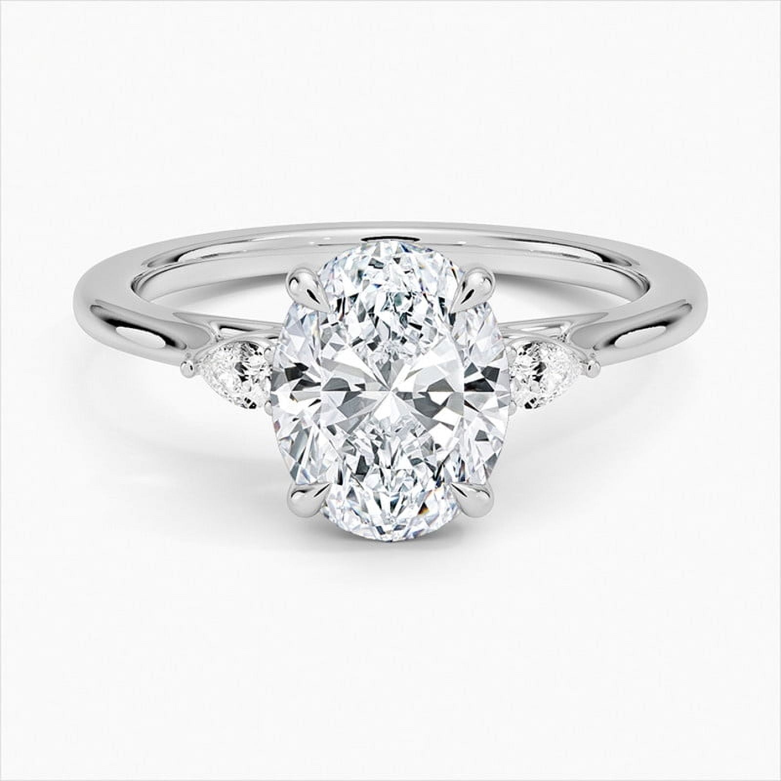 Ember Jewelry 14K White Gold Plated 2.27 Ct Oval Cut Moissanite Ring ...