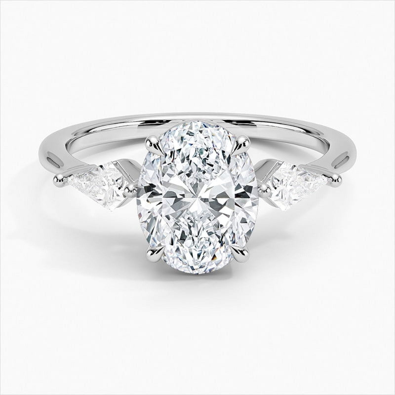 Ember Jewelry 14K White Gold Plated 2.29 Ct Oval Cut Moissanite Ring - Beautiful Engagement ...