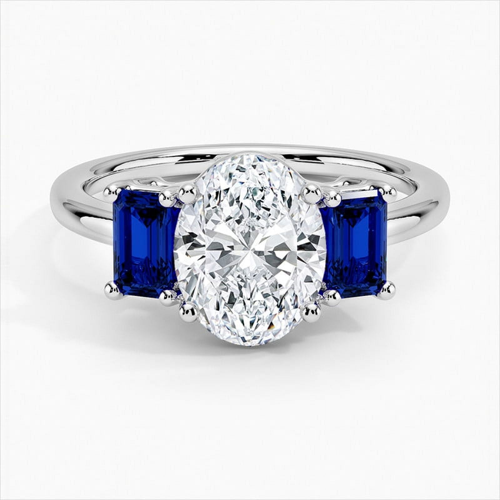 Ember Jewelry 14K White Gold Plated 2.52 Ct Oval Cut Moissanite Ring ...