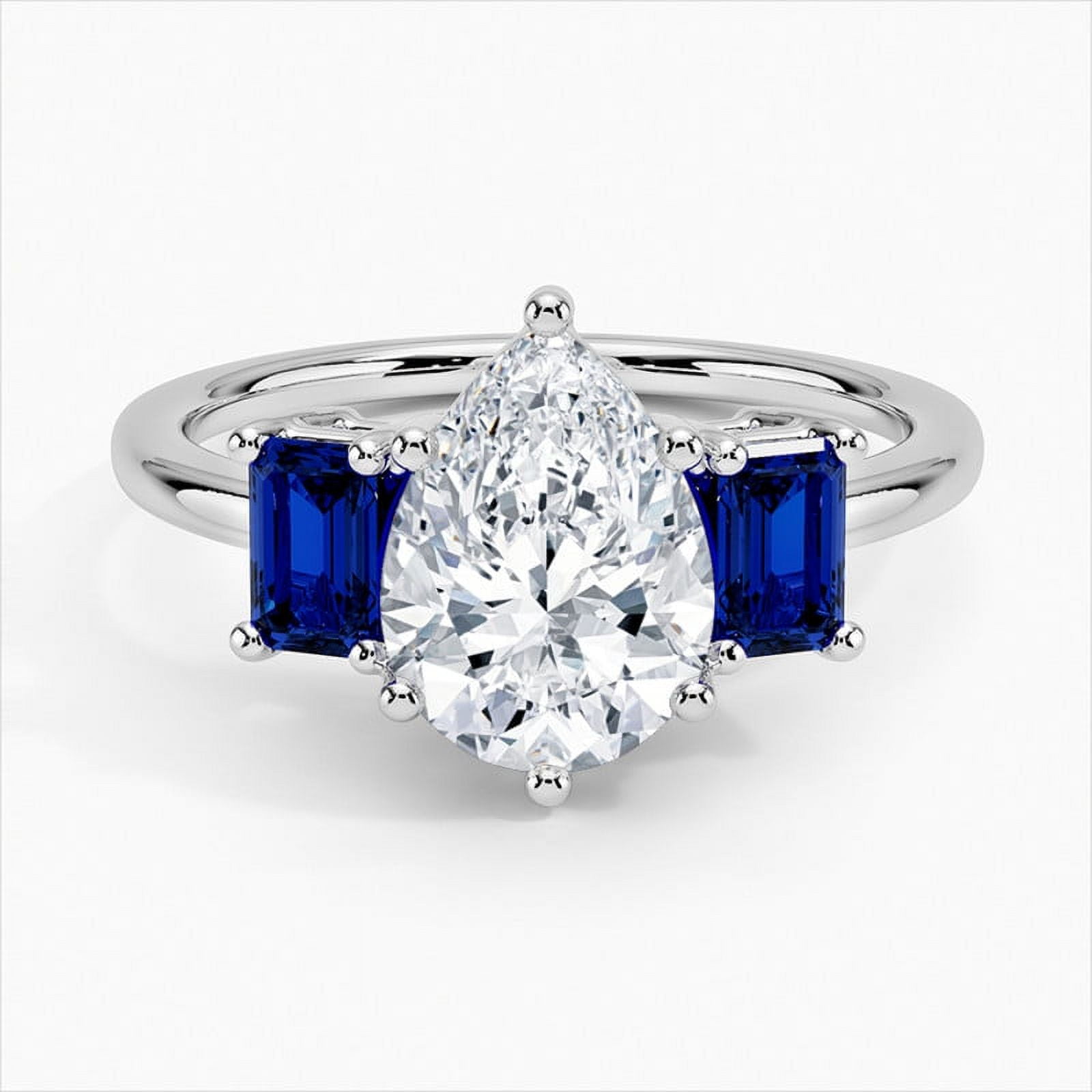 Ember Jewelry 14K White Gold Plated 2.52 Ct Pear Cut Moissanite Wedding ...