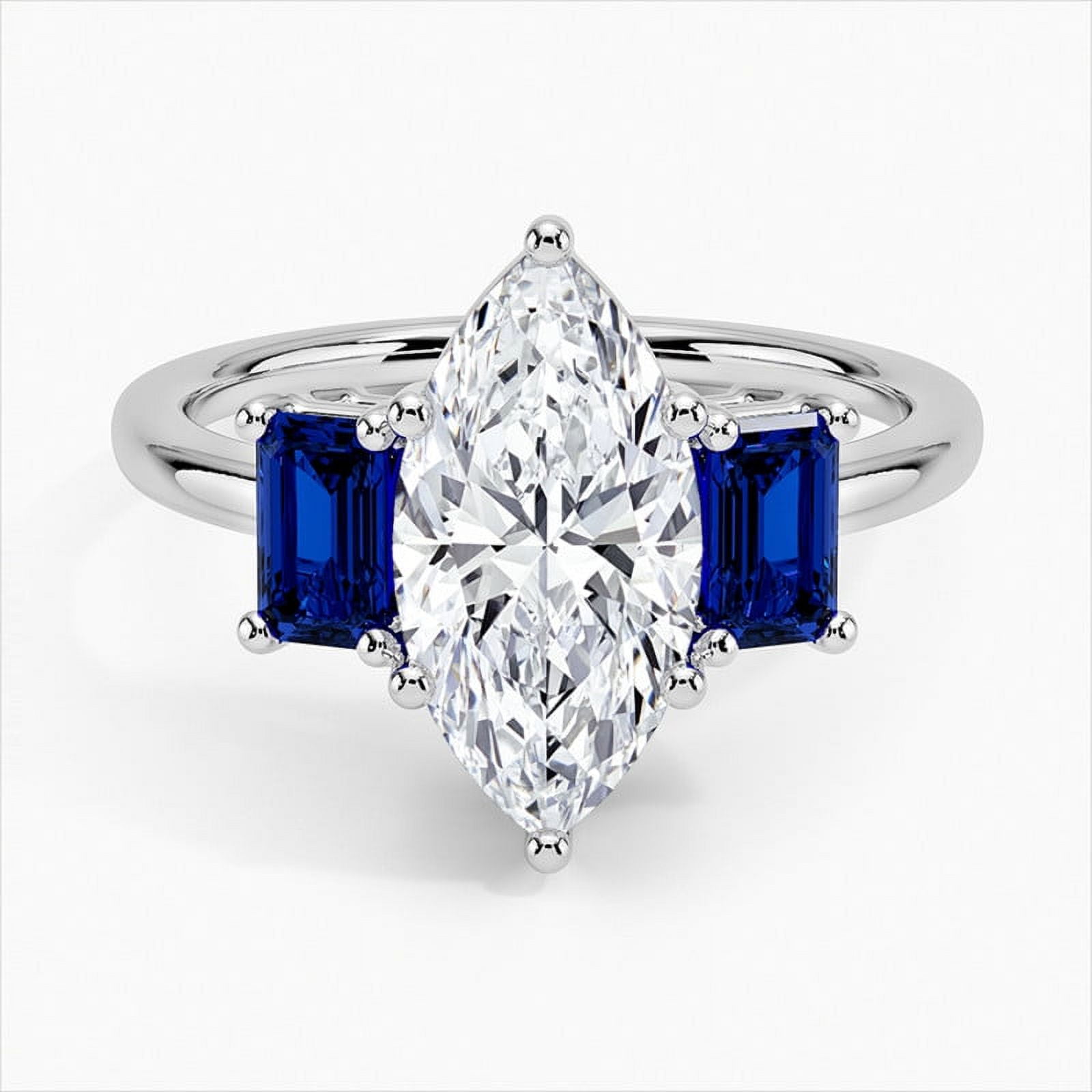 Ember Jewelry 14K White Gold Plated 2.62 Ct Sapphire Moissanite ...