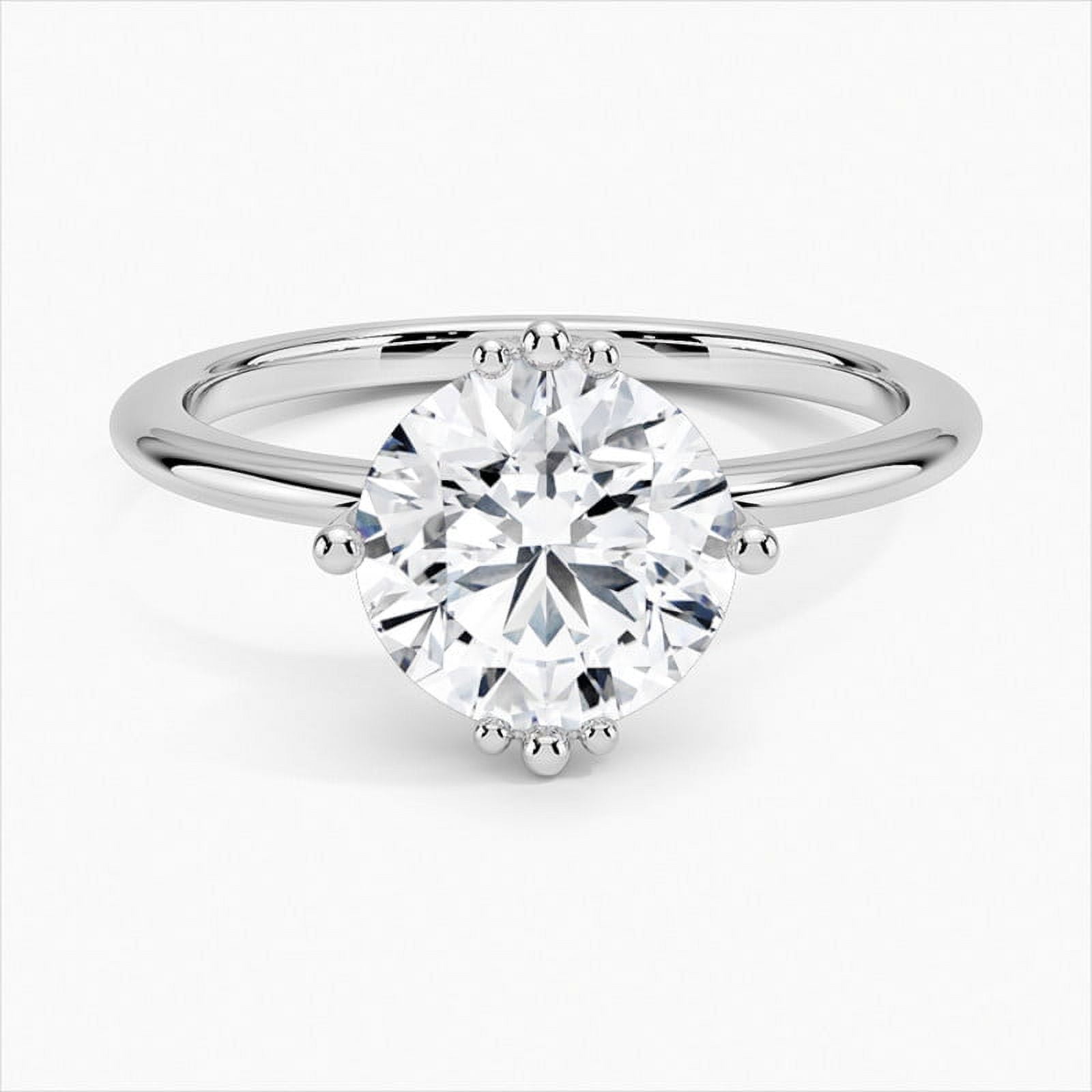 Ember Jewelry 14K White Gold Plated Brilliant Ring - Elegant 1.78 Ct Round Cut with Accent ...