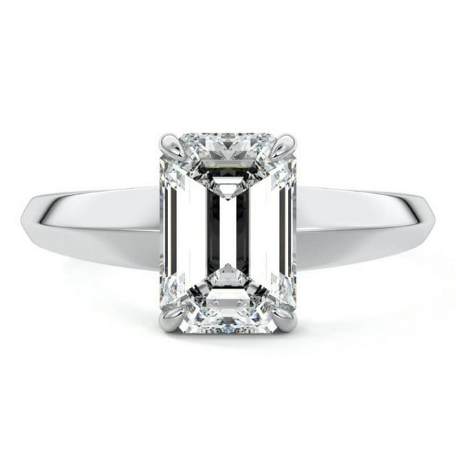 Ember Jewelry 14K White Gold Plated Emerald Cut 1.95 Ct Moissanite Ring ...