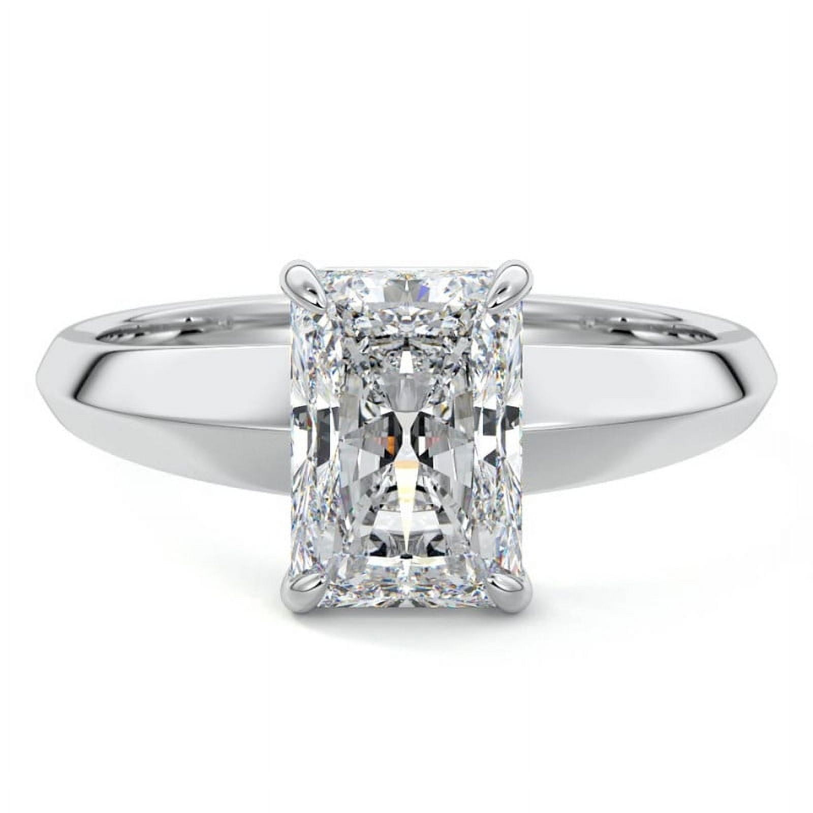 Ember Jewelry 14K White Gold Plated Radiant Cut 1.86 Ct Moissanite Ring ...
