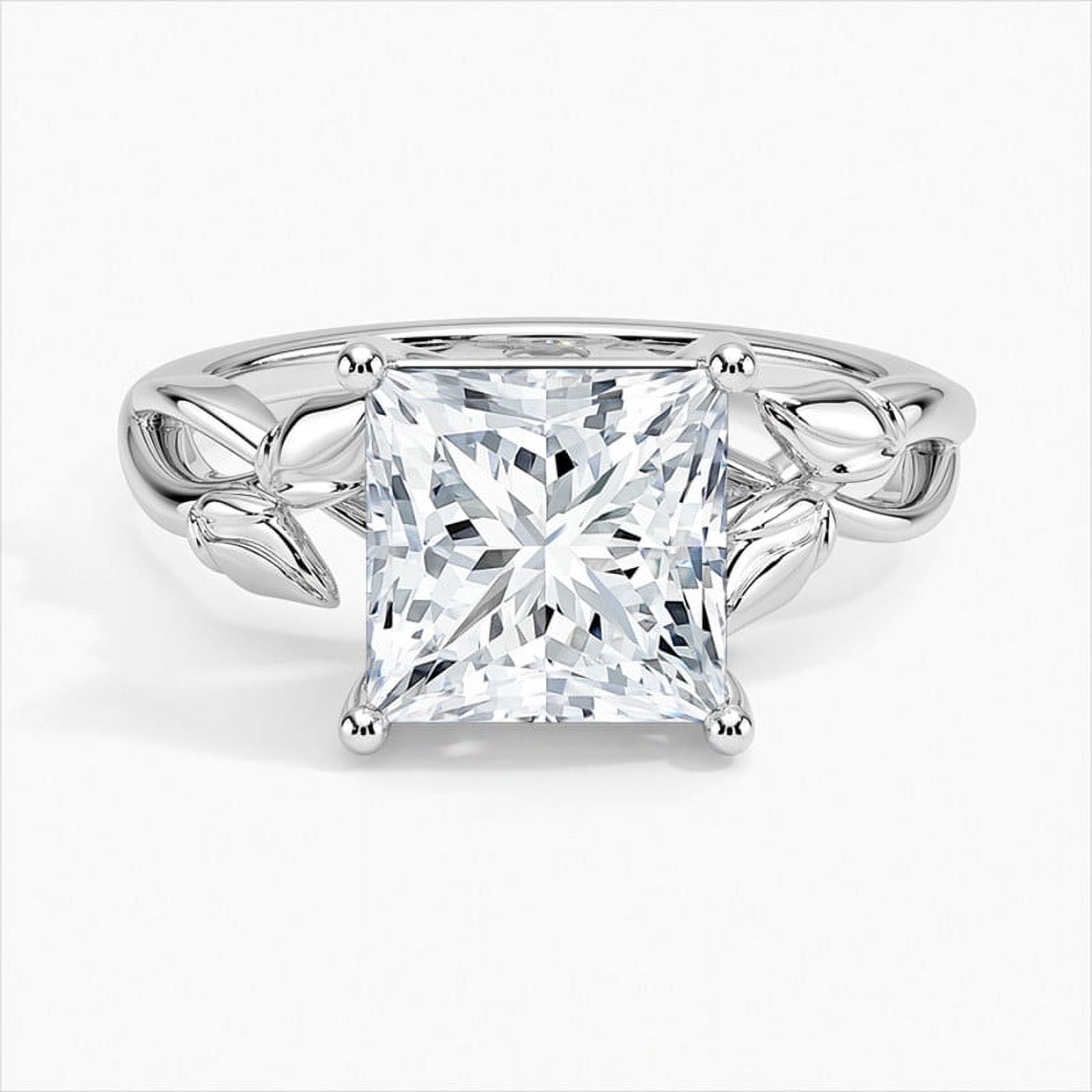 Ember Jewelry 14K White Gold Plated Rings Gifts - 2.03 Ct Princess Cut Moissanite Ring - Classic ...