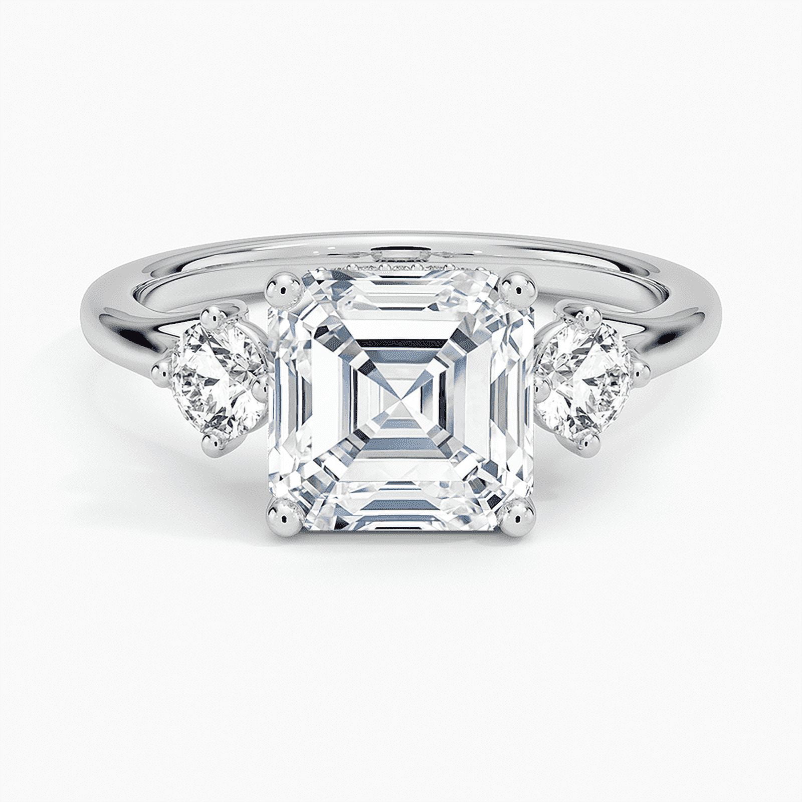 Ember Jewelry 14K White Gold Plated Three Stone 2.62 Ct Asscher Cut ...