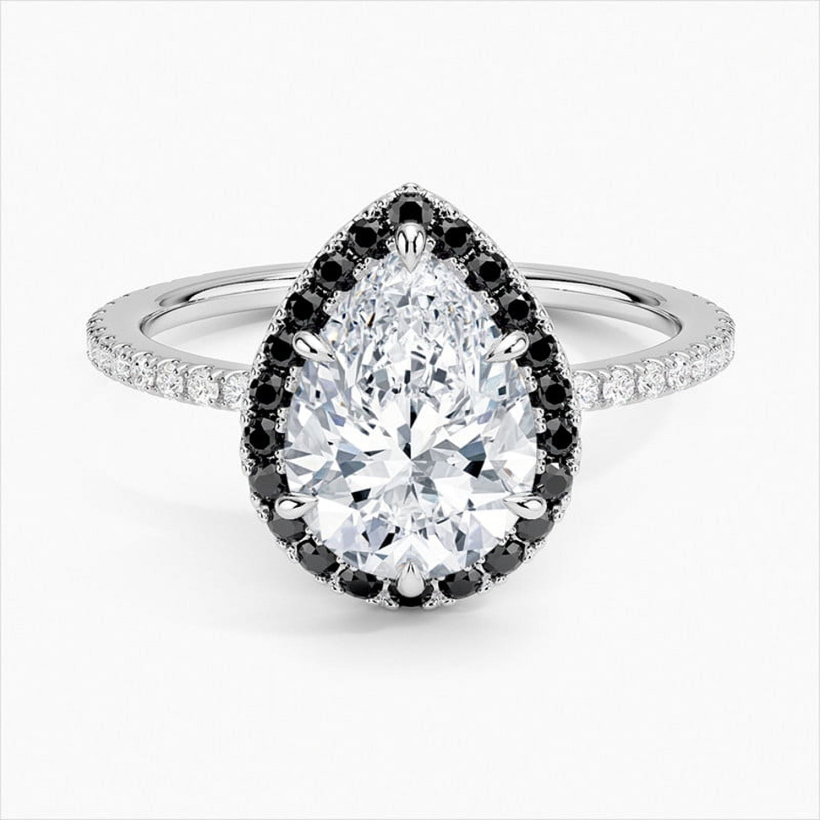 Ember Jewelry 14k White Gold Plated 1.68 Ct Pear Cut Moissanite Ring ...