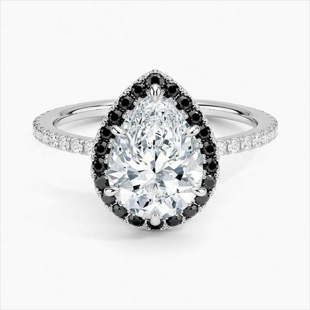 Ember Jewelry 14k White Gold Plated 1.68 Ct Pear Cut Moissanite Ring ...