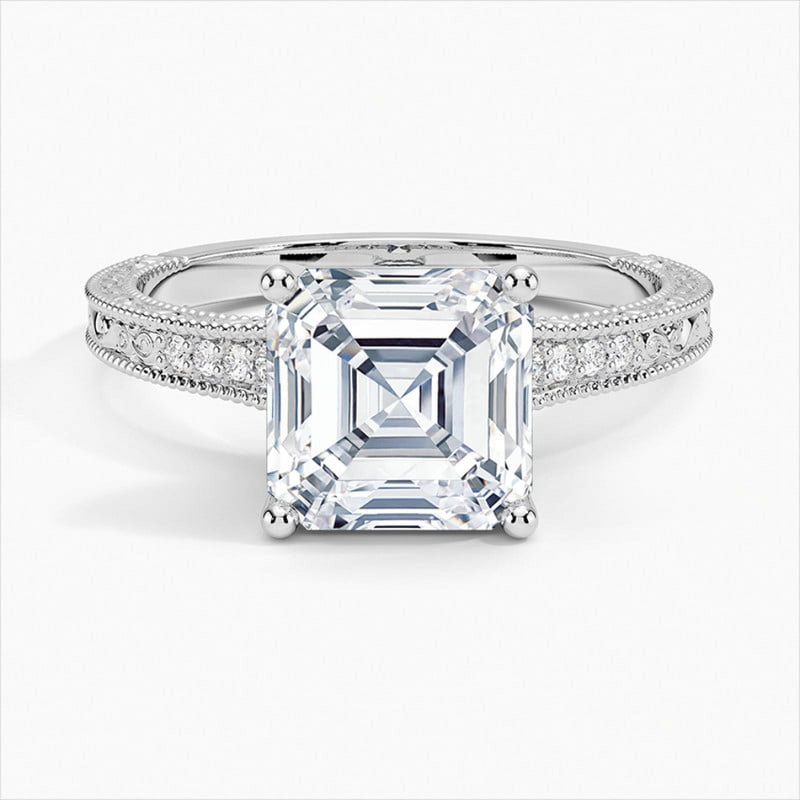 Ember Jewelry 14k White Gold Plated 1.87 Ct Excellent Asscher Cut Moissanite Ring - Beautiful ...