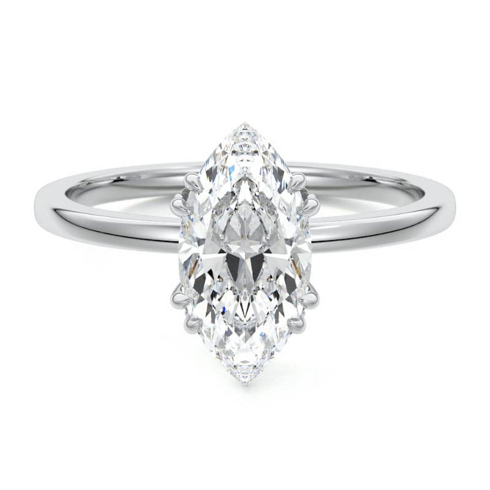 Ember Jewelry 14k White Gold Plated 1.89 Ct Marquise Cut Moissanite Ring - Beautiful Classic ...