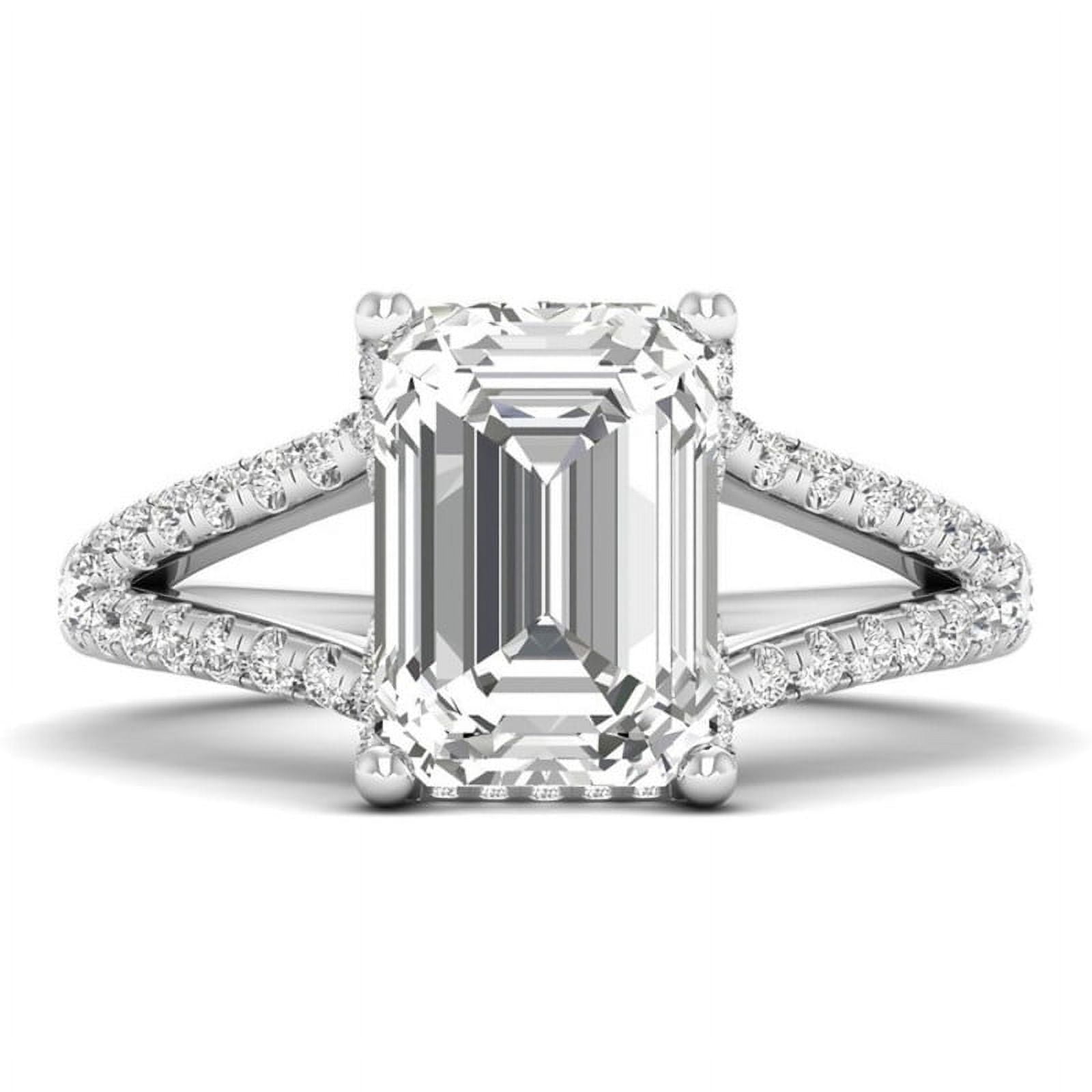 Ember Jewelry 14k White Gold Plated 1.99 Ct Emerald Cut Moissanite Ring ...