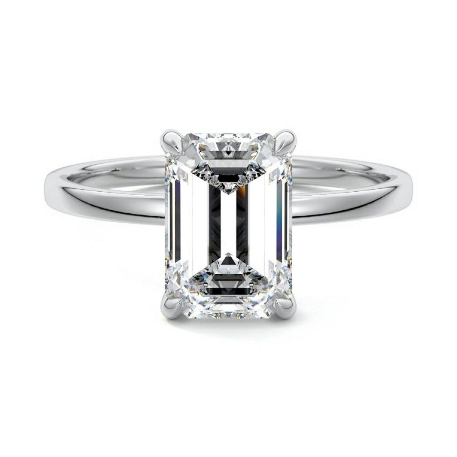 Ember Jewelry 14k White Gold Plated 2.09 Ct Emerald Cut Moissanite ...