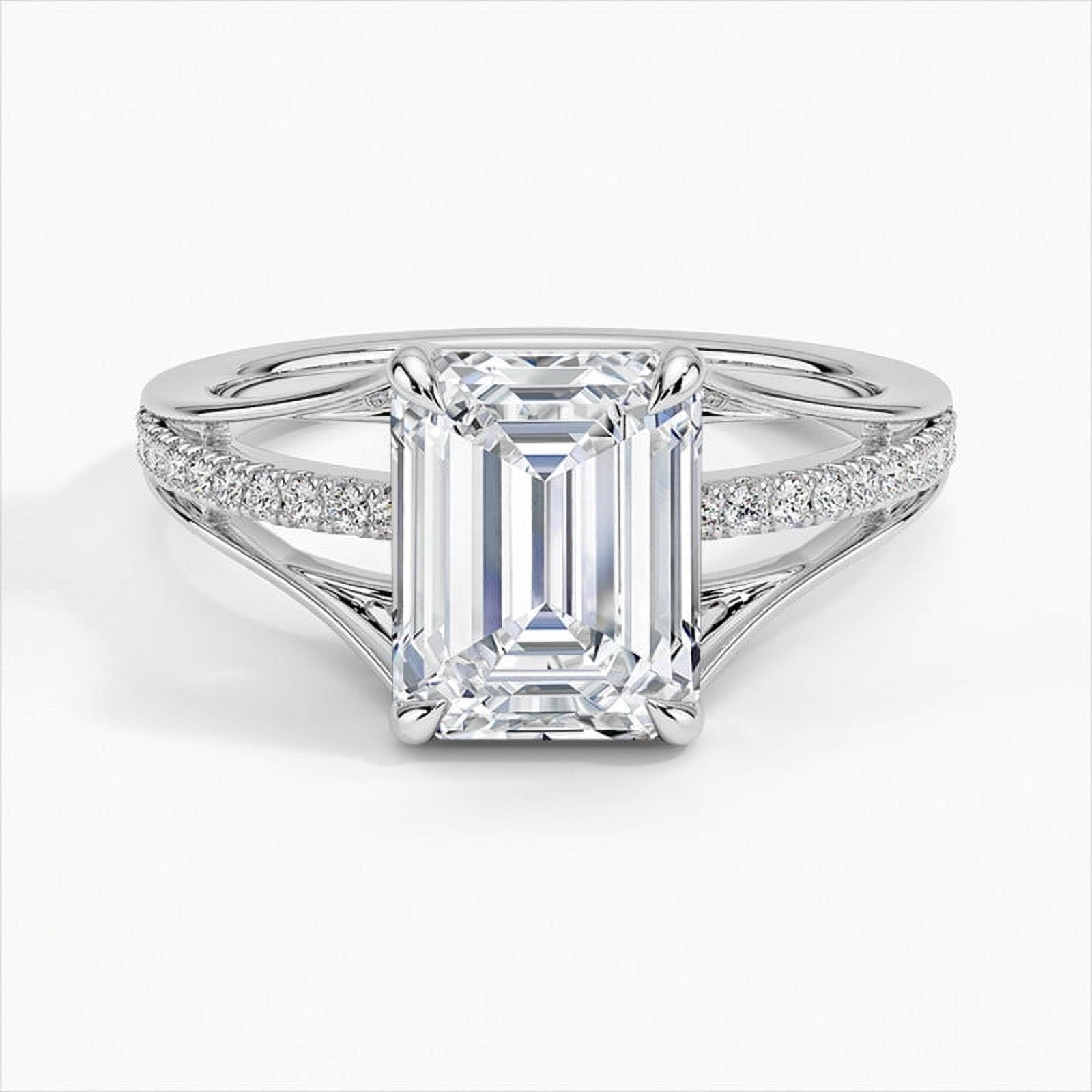 Ember Jewelry 14k White Gold Plated 2.17 Ct Emerald Cut Moissanite Ring ...