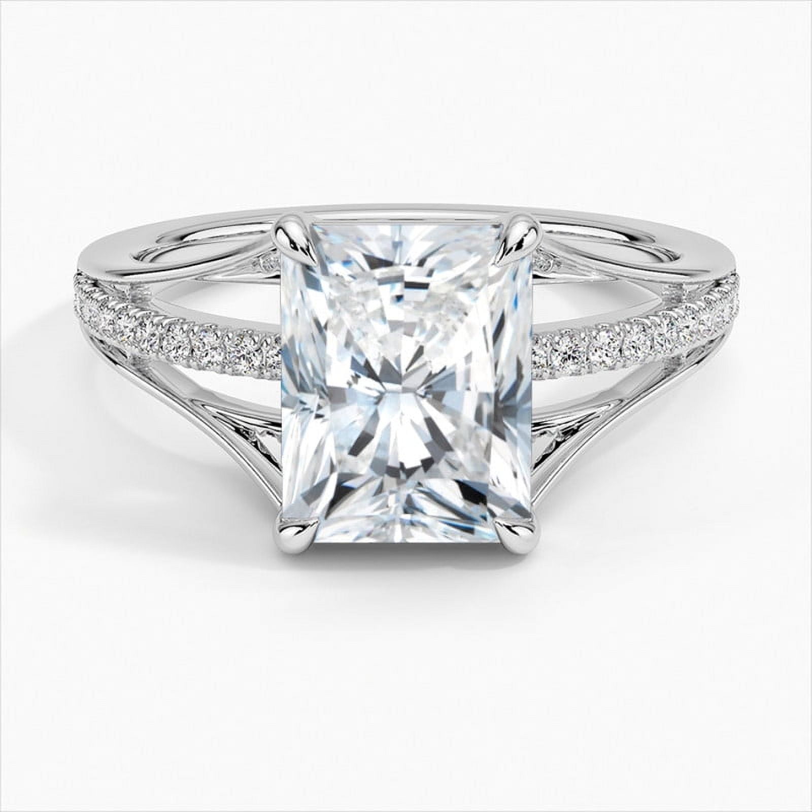 Ember Jewelry 14k White Gold Plated 2.17 Ct Radiant Cut Moissanite Ring ...
