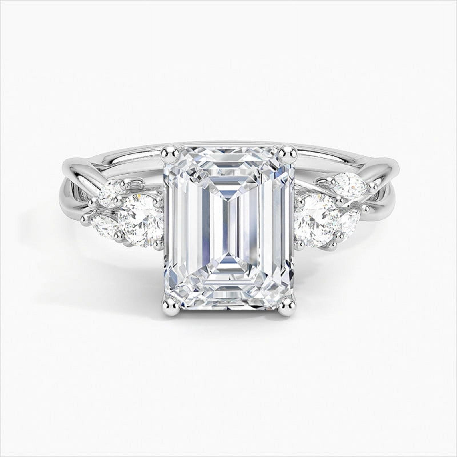 Ember Jewelry 2.12 Ct Emerald Cut Moissanite Ring - 14K White Gold ...