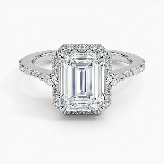 Ember Jewelry 2.13 Ct Emerald Cut Engagement Rings - Halo Moissanite in ...