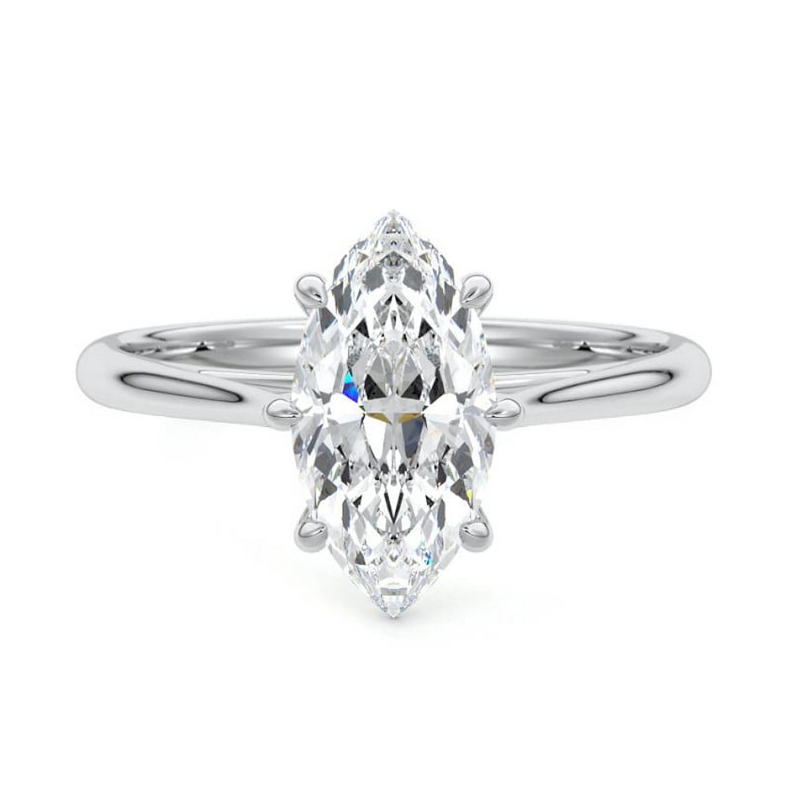 Ember Jewelry 2.19 Ct Marquise Cut Moissanite Ring - Crafted in 14k White Gold Plated ...