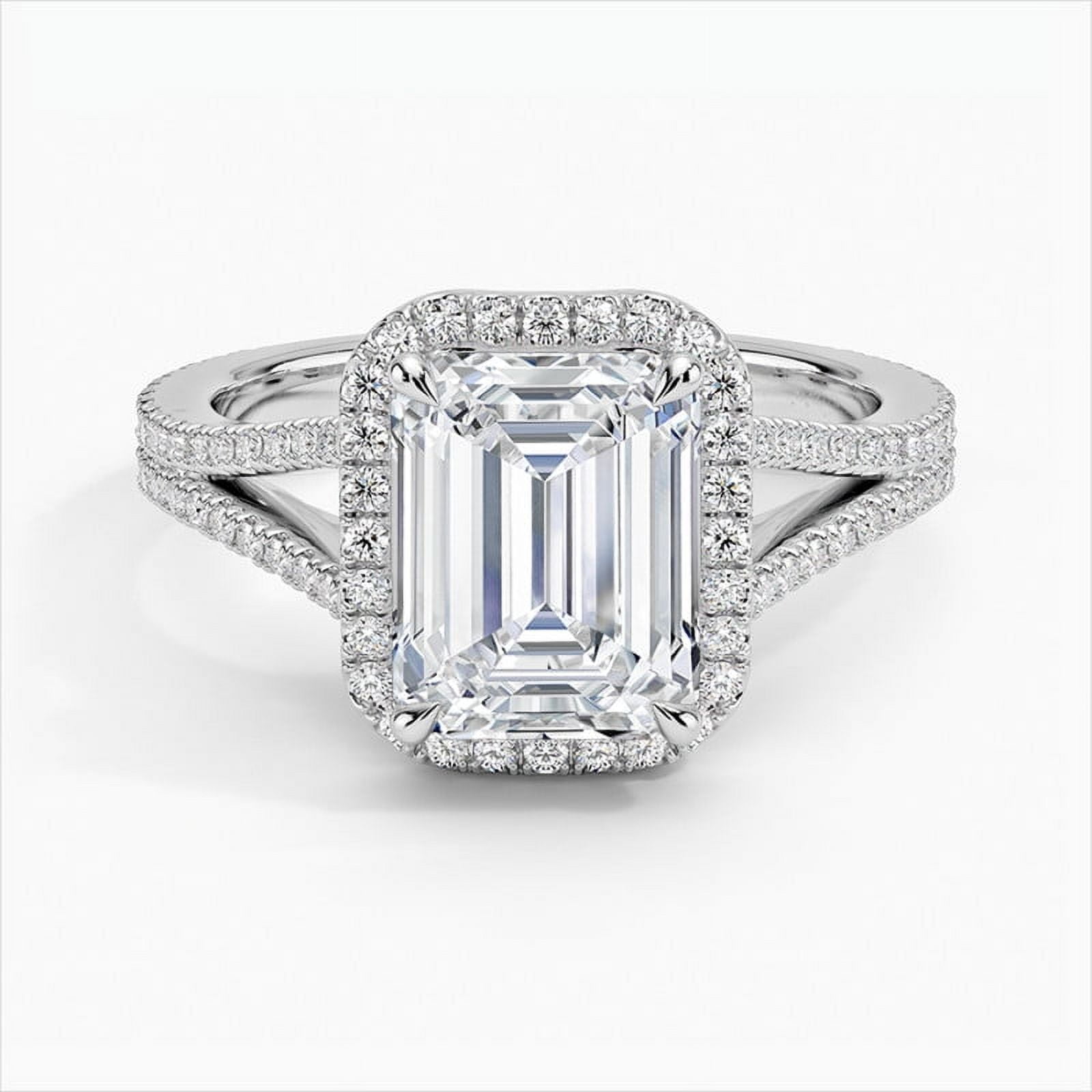 Ember Jewelry 2.67 Ct Moissanite Emerald Cut Moissanite Ring - 14k White Gold Plated Ring ...