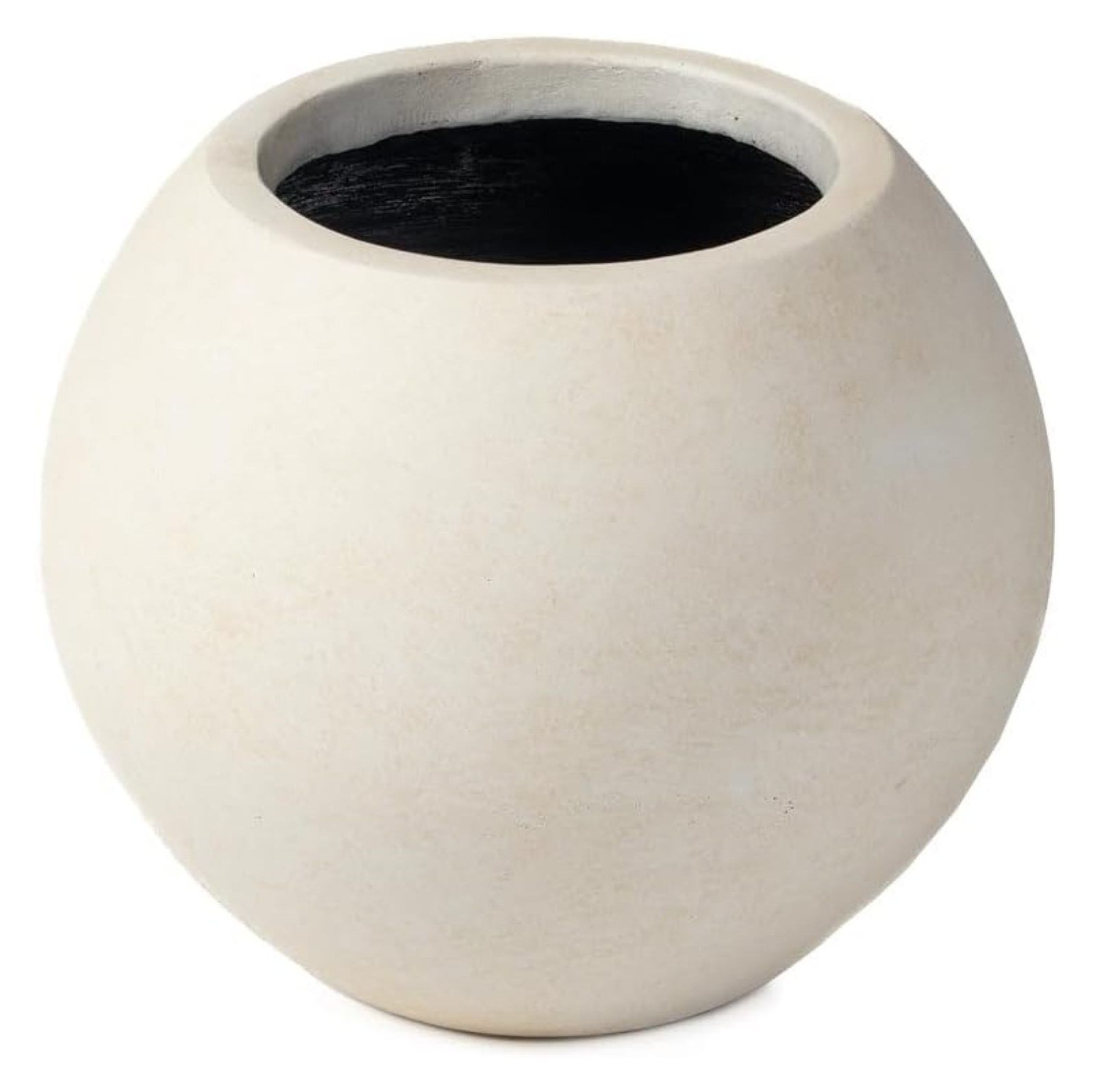 & Ember Onyx 16" D Ceramic Indoor Outdoor Round Sphere Planter, Ivory ...