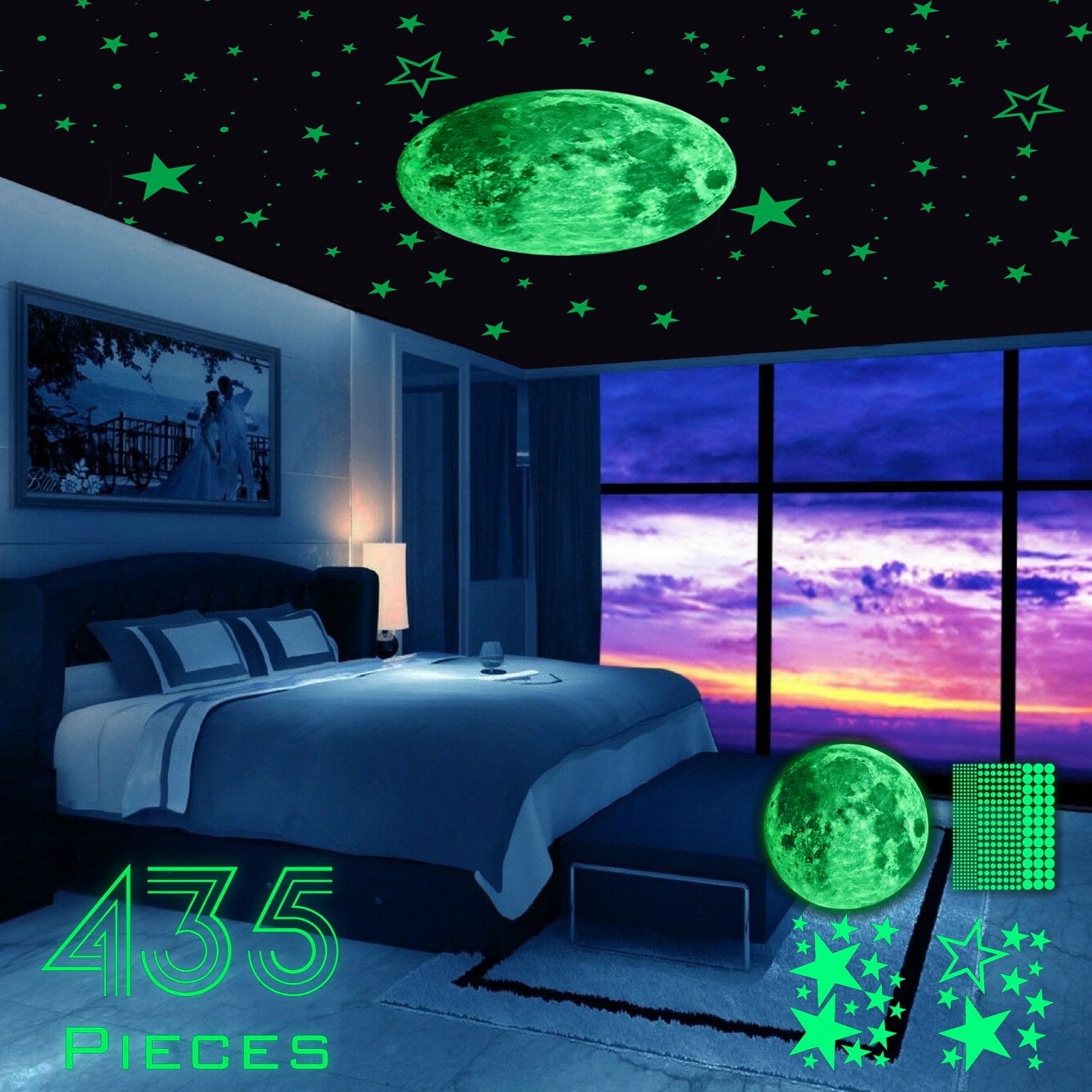 EmberHaven 435/400/200 Pcs Colorful Glow in The Dark Stars Stickers, 3D ...