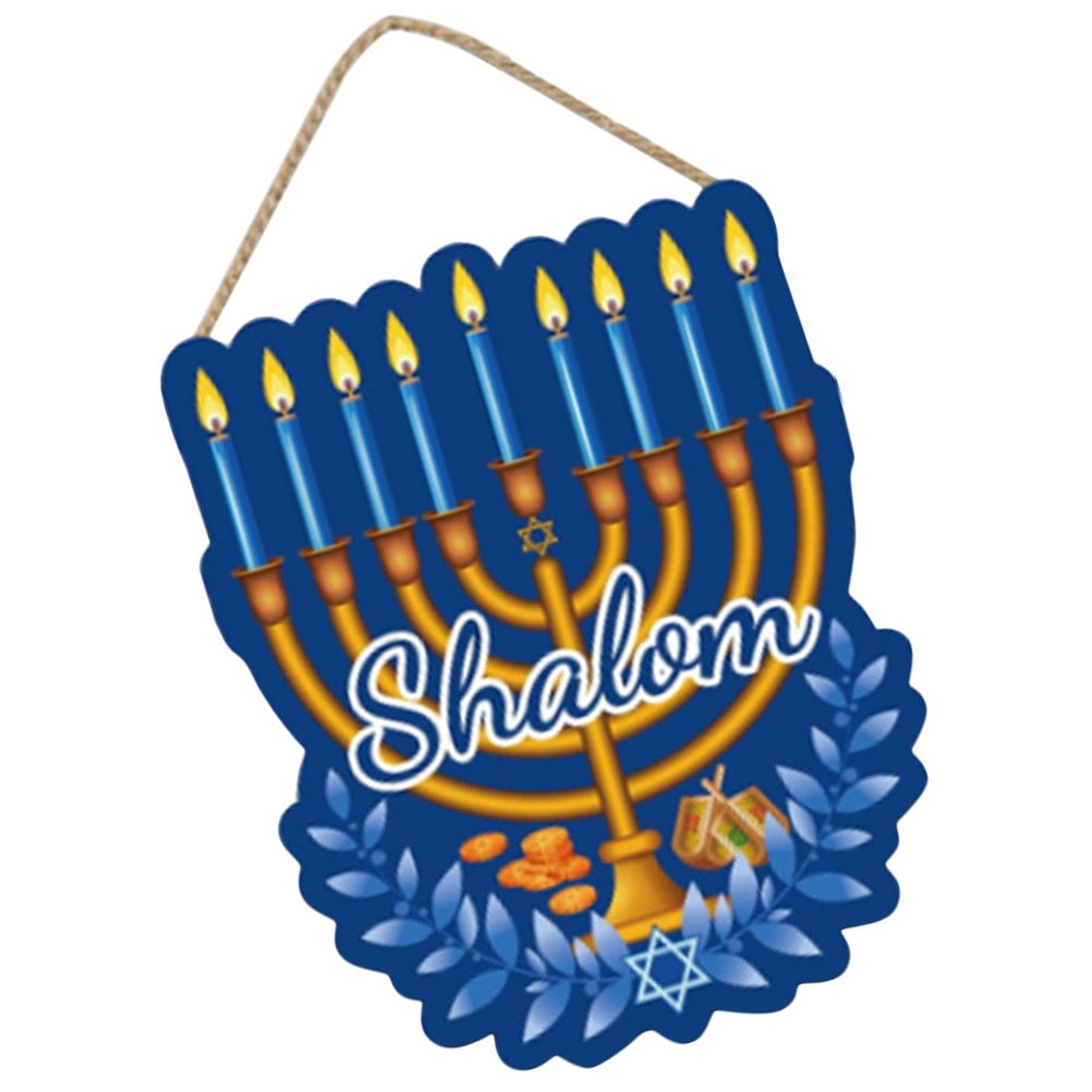 Emblems Hanging Door Board Decor Shalom Welcome Sign Hanukkah Decor ...