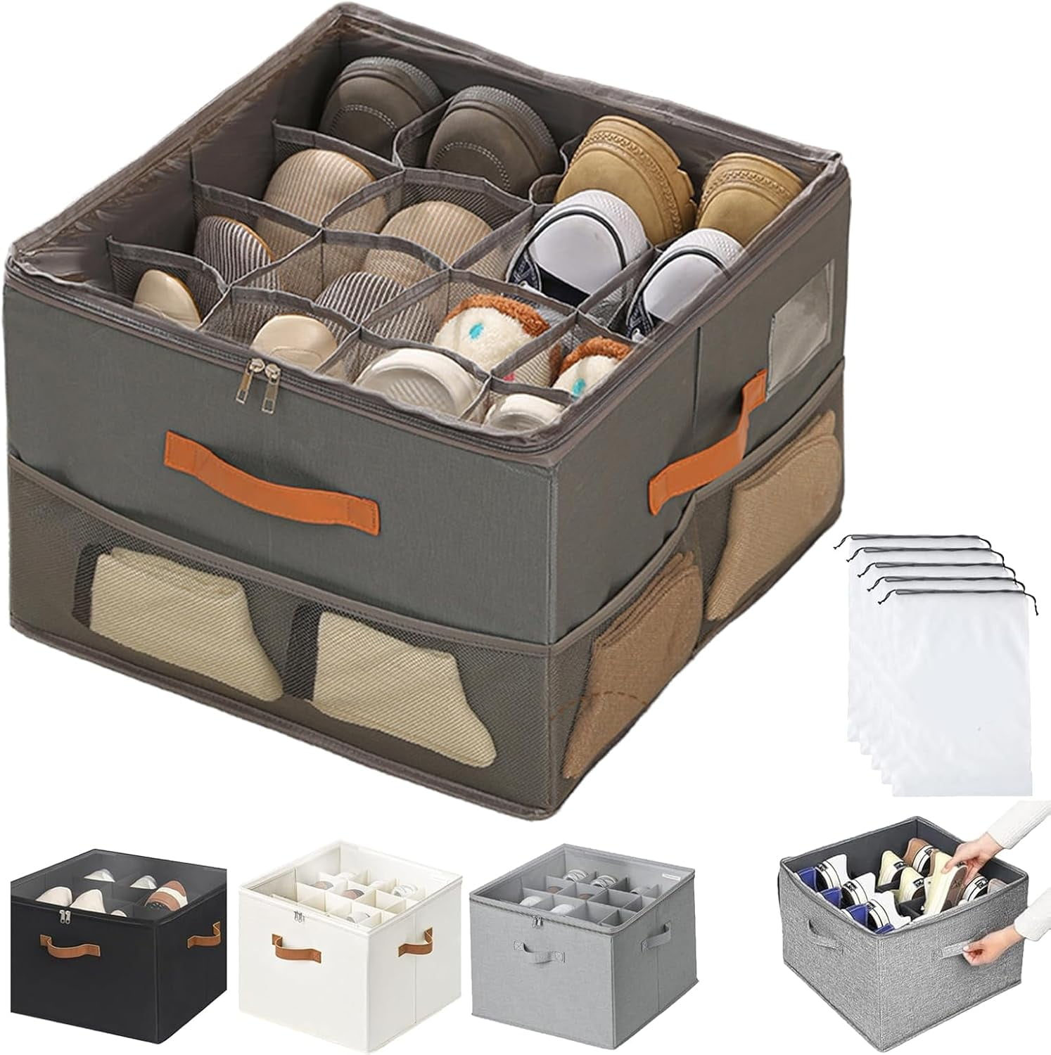 Emboadlie Fabric Shoe Organizer Storage Box, 2025 New Fabric Shoe ...