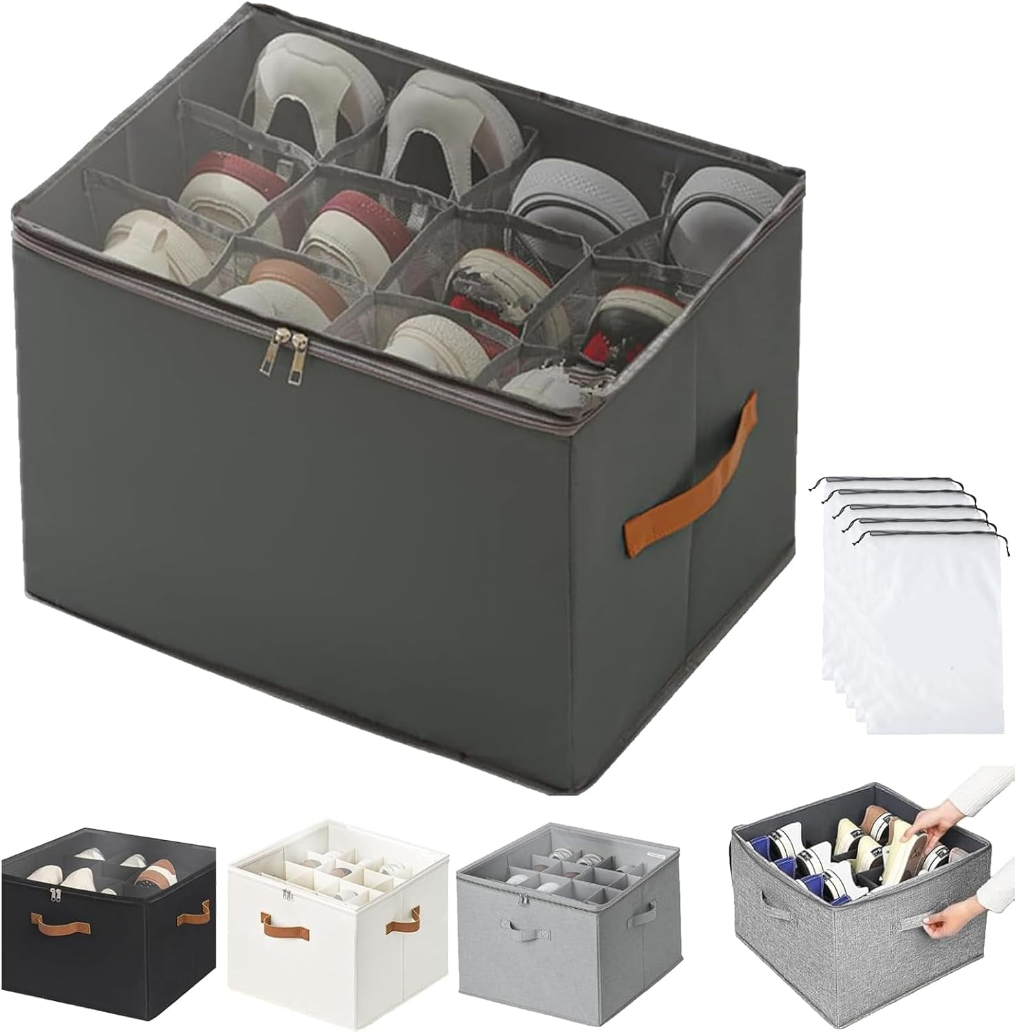 Emboadlie Fabric Shoe Organizer Storage Box, 2025 New Fabric Shoe ...