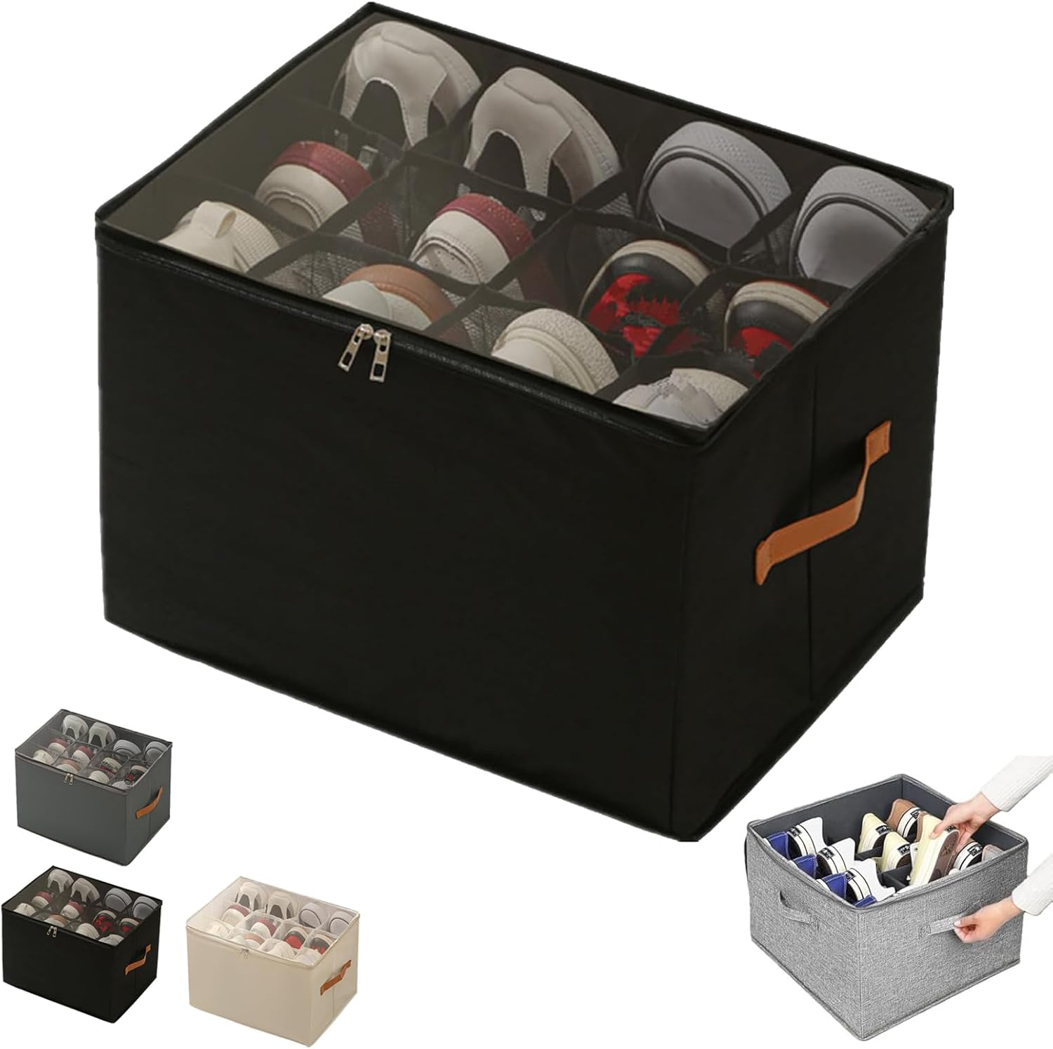 Emboadlie Fabric Shoe Organizer Storage Box, 43x43x30 Cm Foldable ...