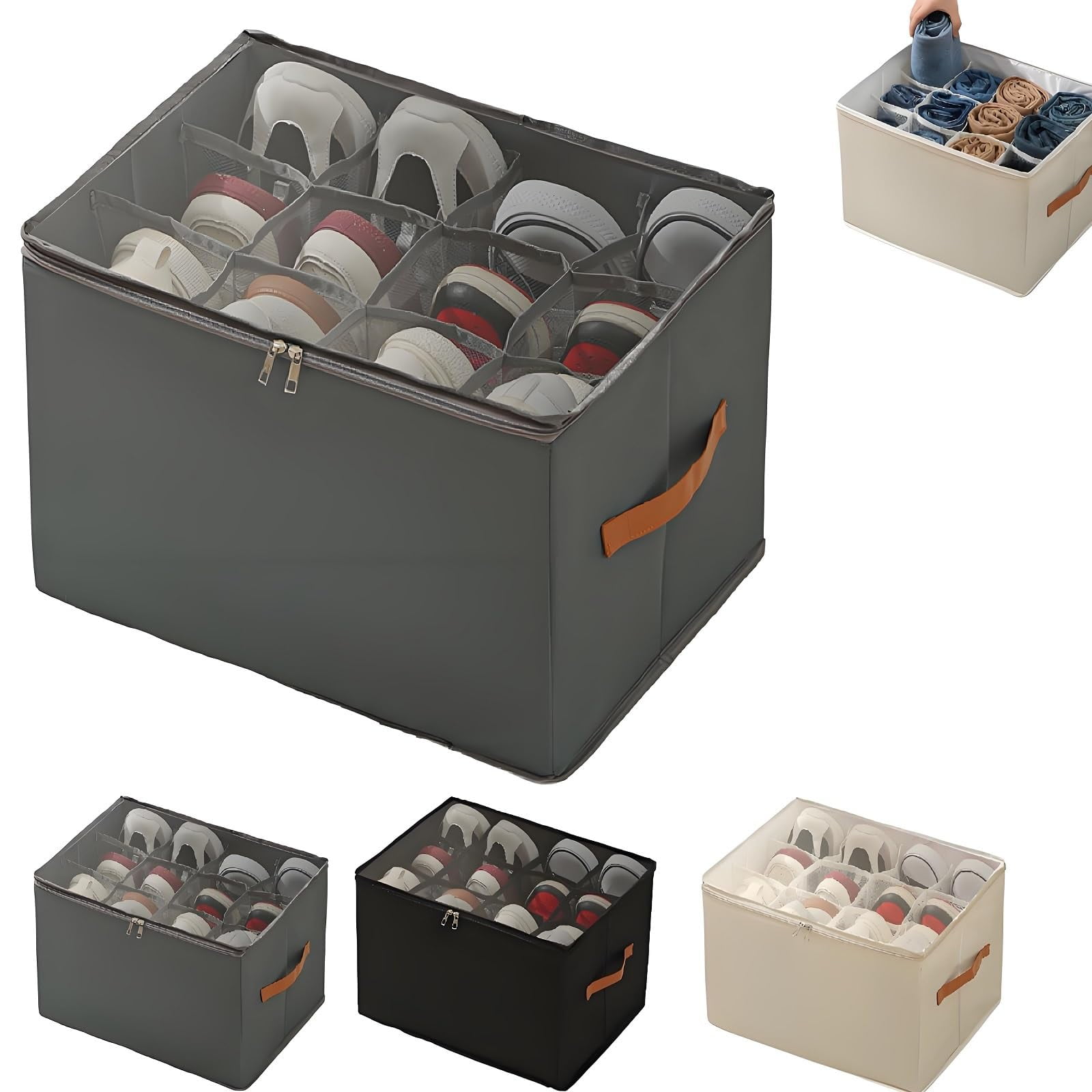 Emboadlie Fabric Shoe Organizer Storage Box, Emboadlie Organizer ...