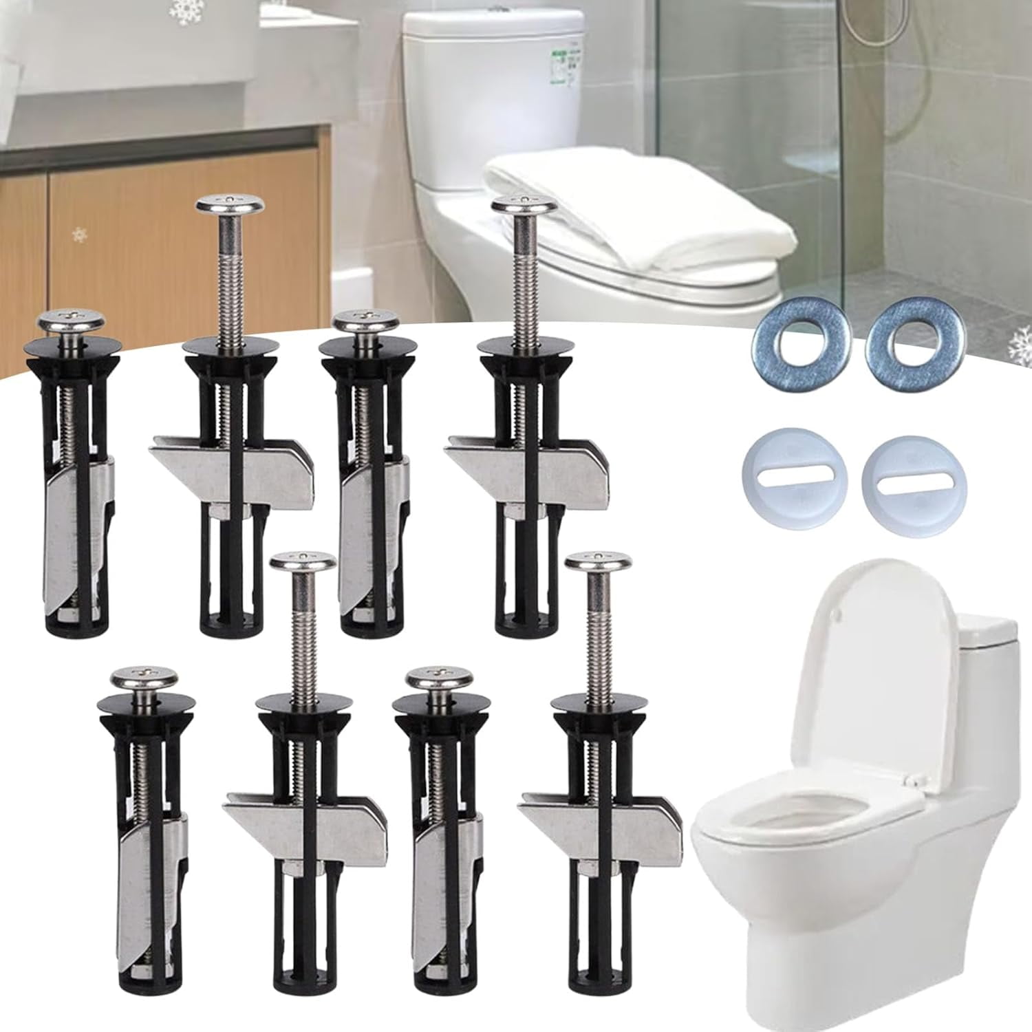 Emboadlie Heavy Duty Toilet Seat Fastener Bolt Kit, Stainless Steel ...
