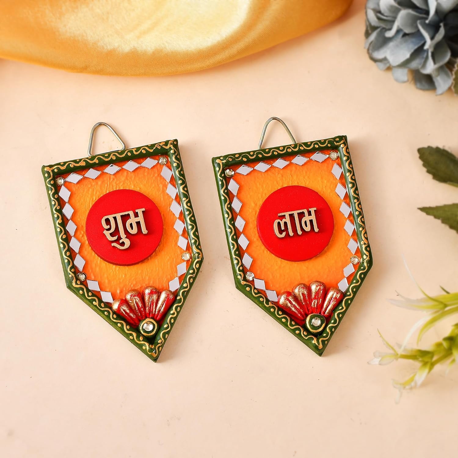 Emboss Culture shubh labh hangings Handmade Ethnic Wooden Door Sticker ...