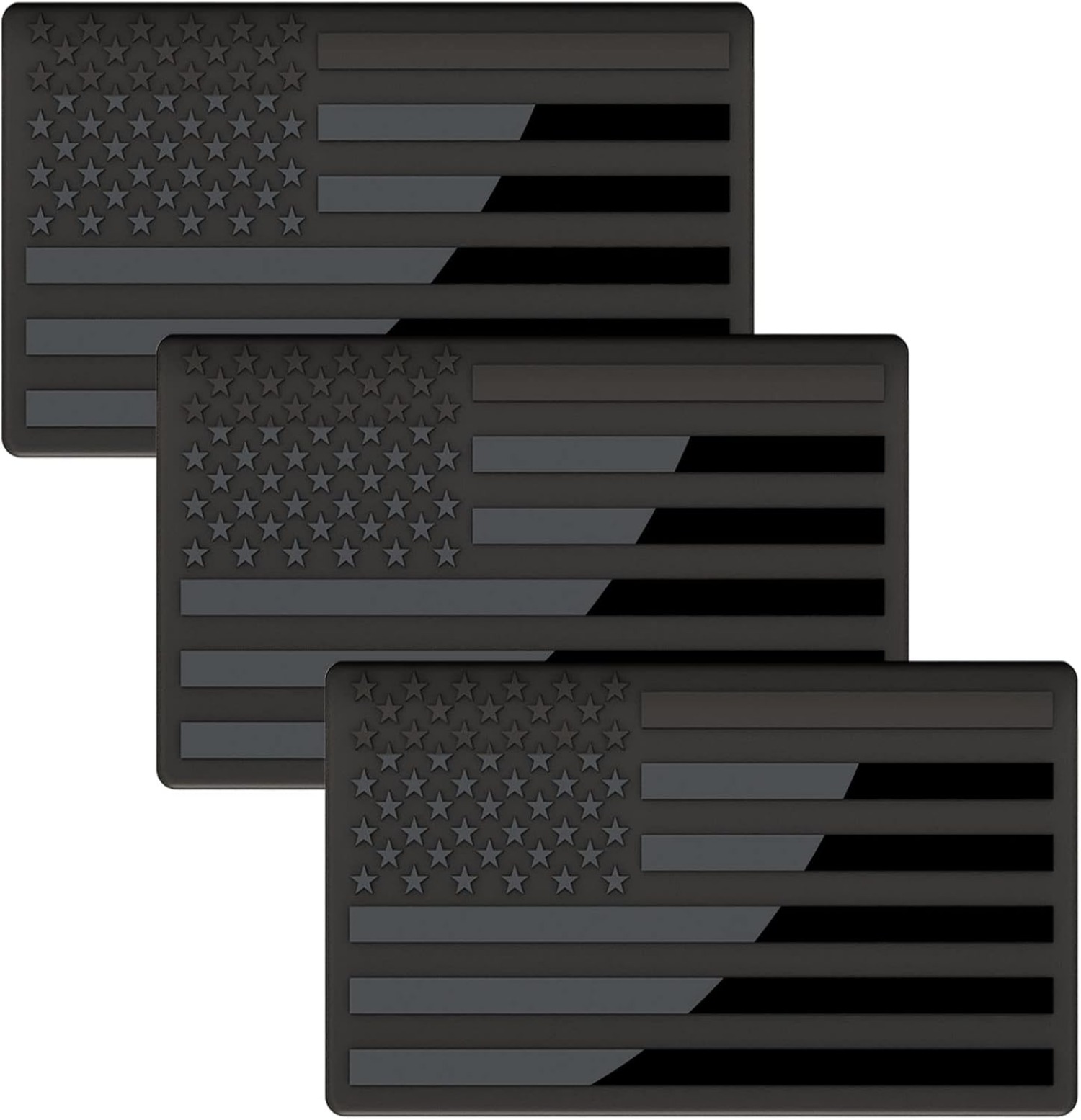 Embossed 3D Metal All Black American Flag Emblem Decal Stickers, Matte ...