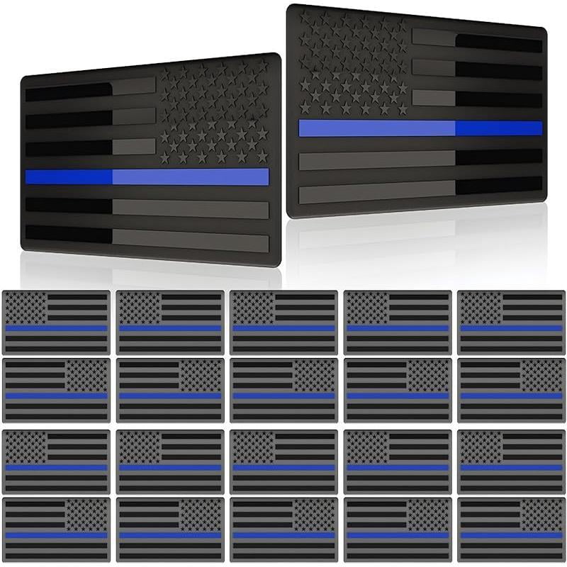 Embossed 3D Metal Thin Blue Line All Black American Flag Emblem Decal ...