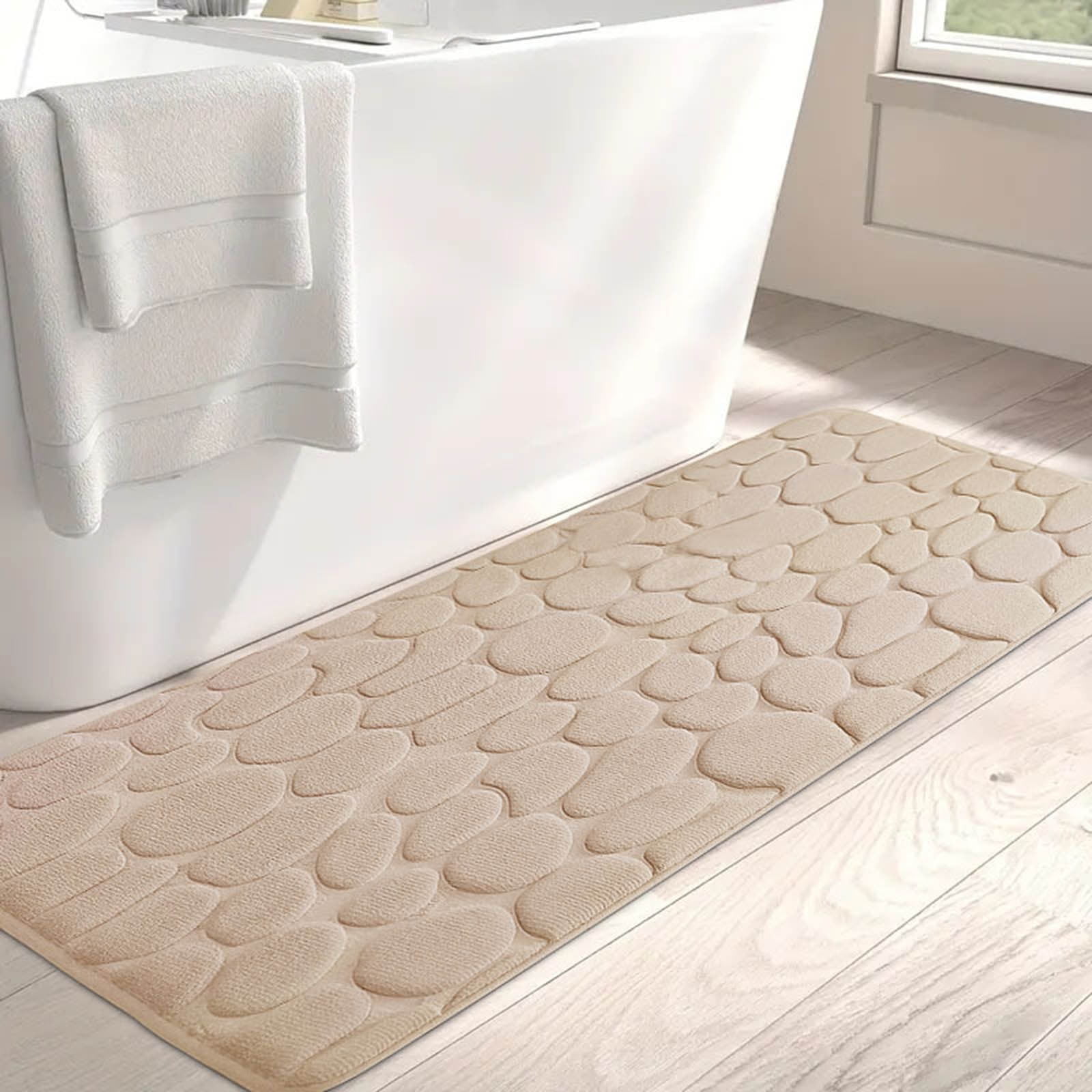 Embossed Bath Rug Bathroom Mat, Soft Non-Slip Water Absorbent Washable ...