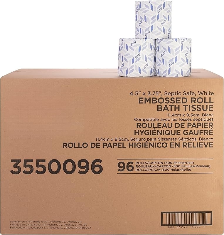 Embossed Bath Tissue, 2-Ply, Septic Safe, Individually Wrapped, 4.5" x ...