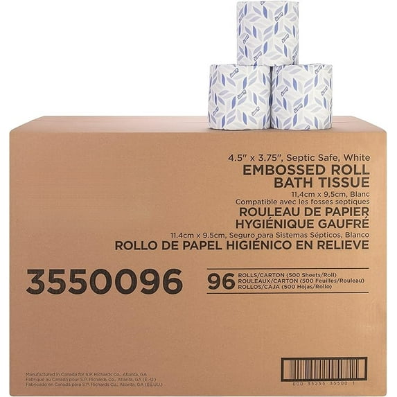 Embossed Bath Tissue, 2-Ply, Septic Safe, Individually Wrapped, 4.5" x ...