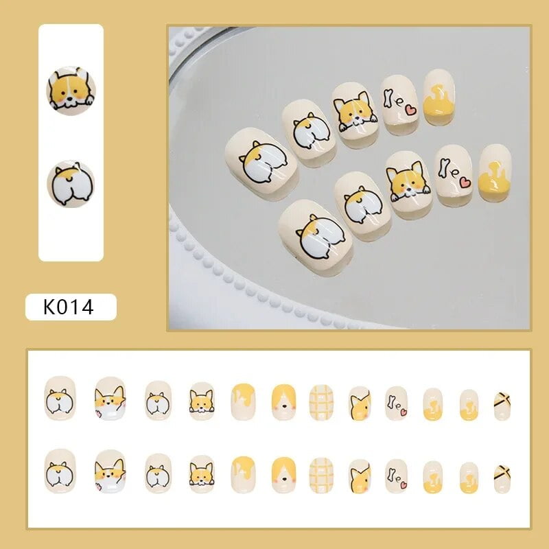 Embossed Cartoon Kids Nails for Girls Pink Rabbit Acrylic Press on ...