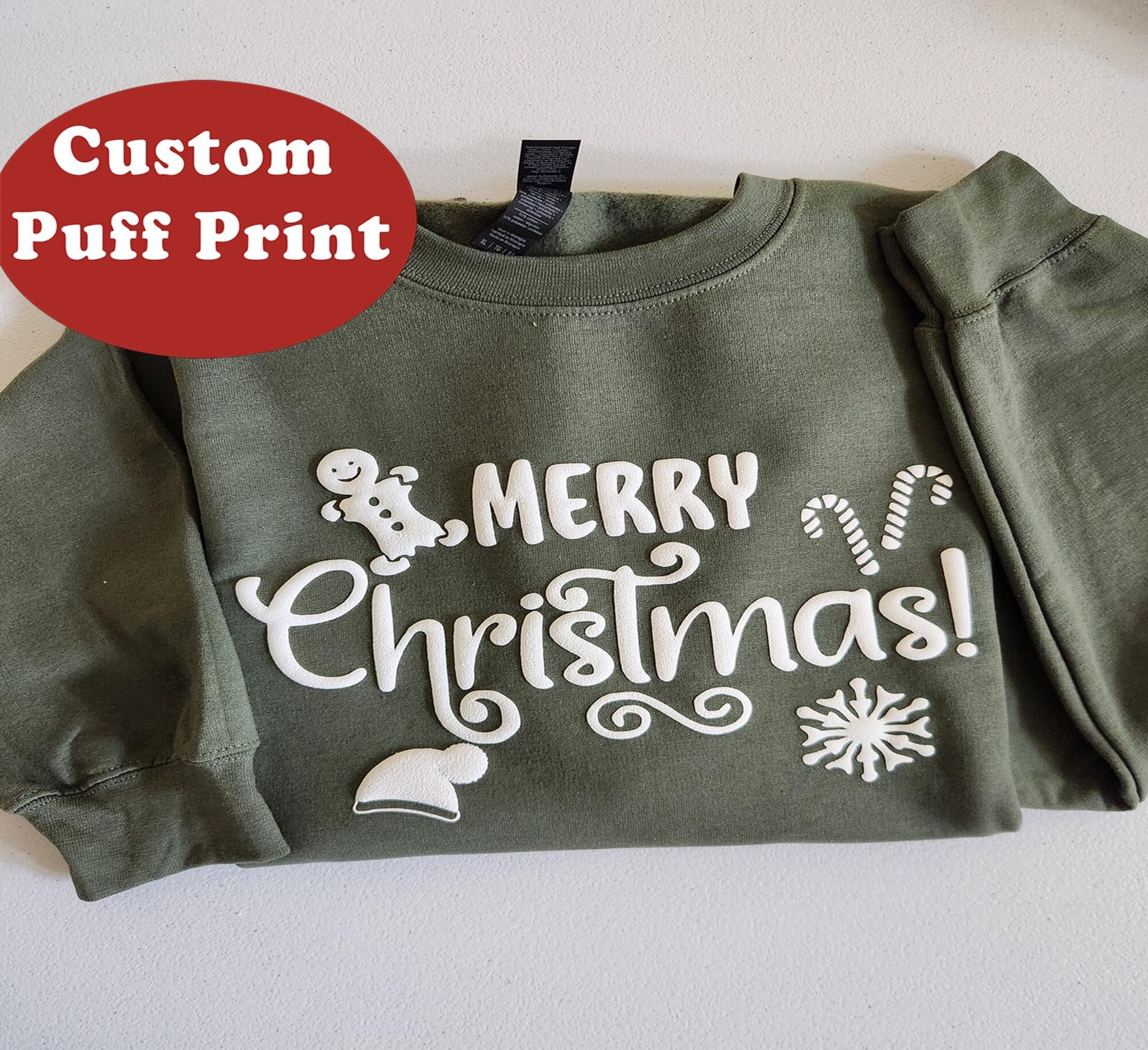 Embossed Christmas Shirt Merry Christmas TShirt Puff Print Christmas ...