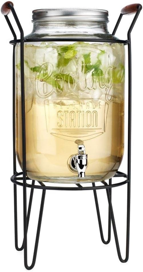 Embossed Cooling Station 2 Gallon Clear Glass Ice Cold Beverage ...