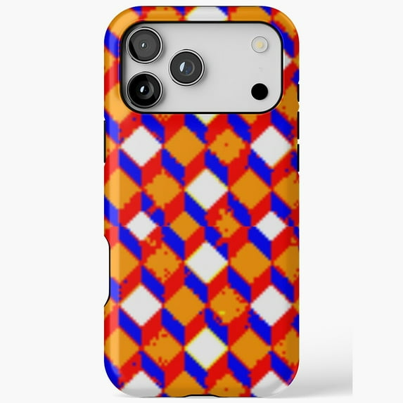 Embossed Cubes Pattern Art Phone Case for iPhone 11 12 13 14 15 16 17 ...